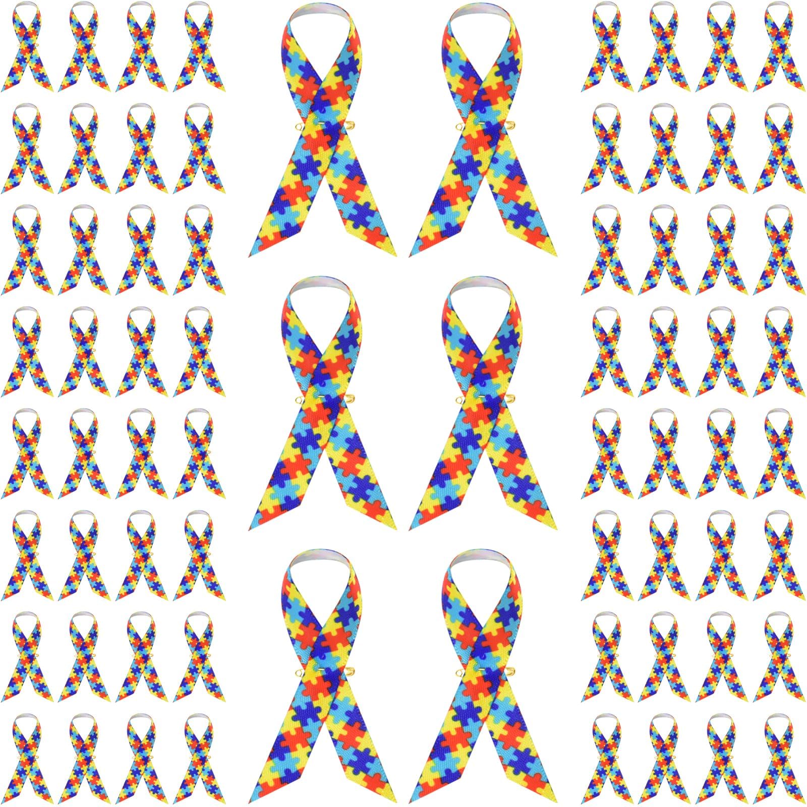 Amazon.com : Halatool 100 PCS Autism Awareness Ribibon Pins Jigsaw ...