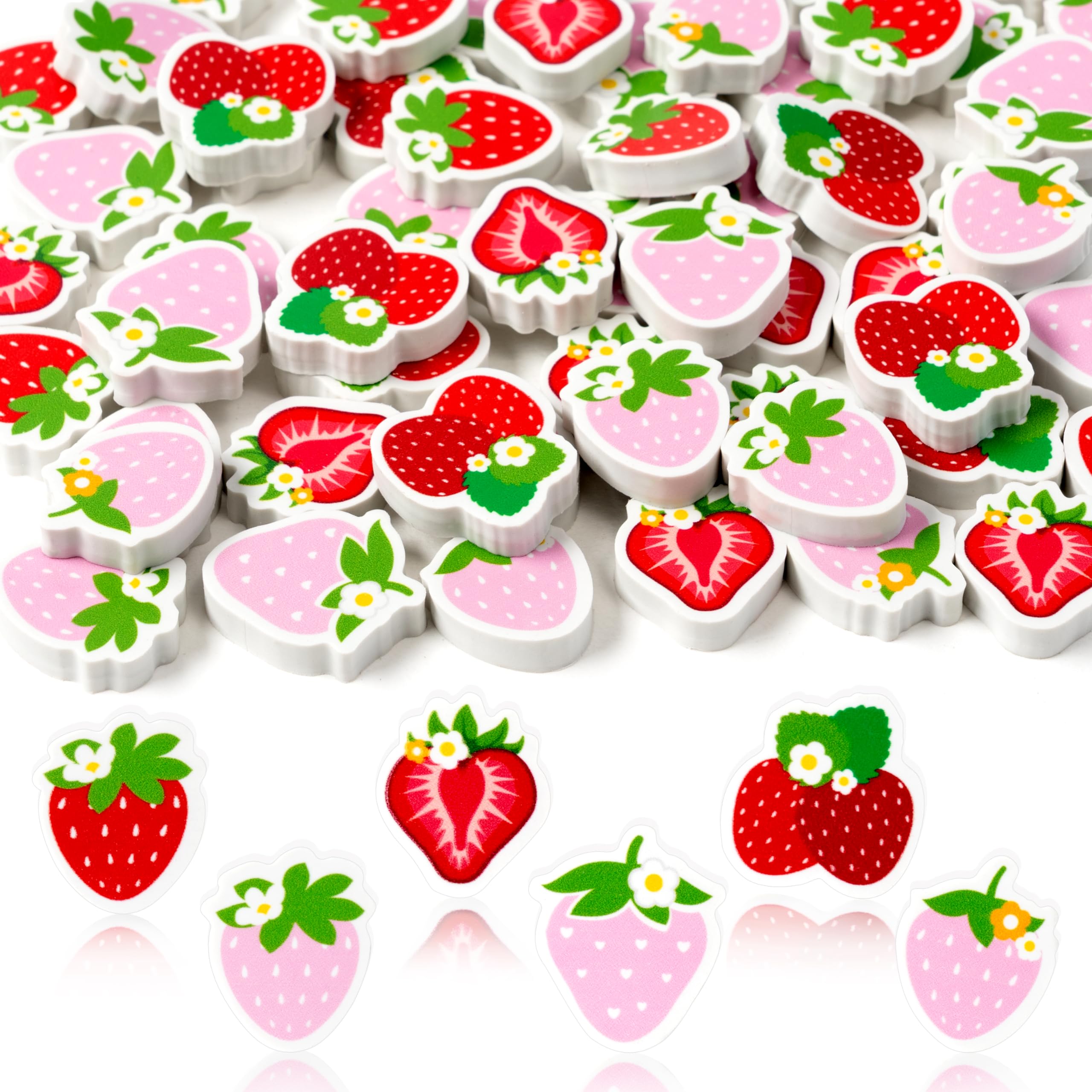 Amazon.com : CJiangpo 60Pcs Strawberry Mini Eraser for Kids Bulk - Cute ...