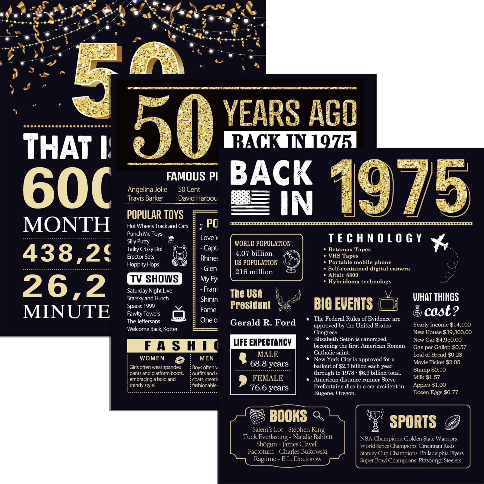 Amazon.com: 50th Birthday Gifts for Men 1975 Birthday Decorations 3 ...