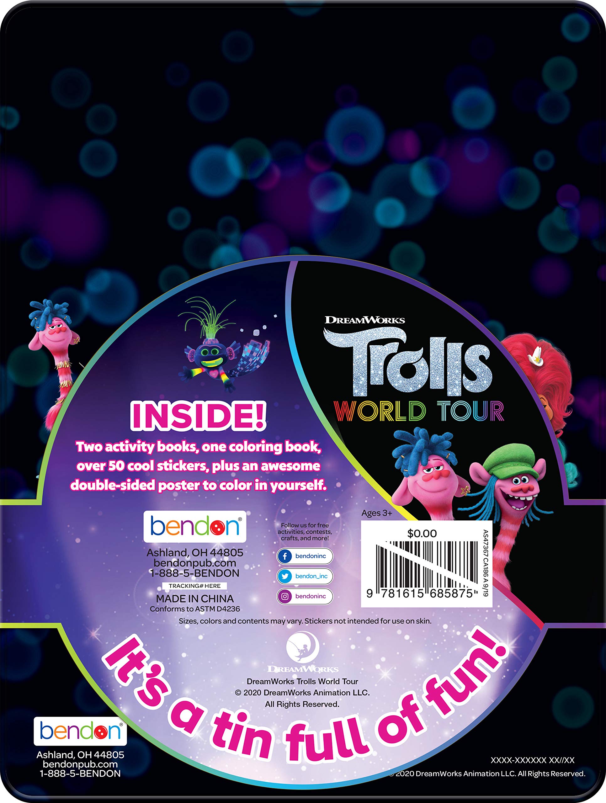 Buy Trolls DreamWorks World Tour Coloring and Activity Tin with Sticker ...