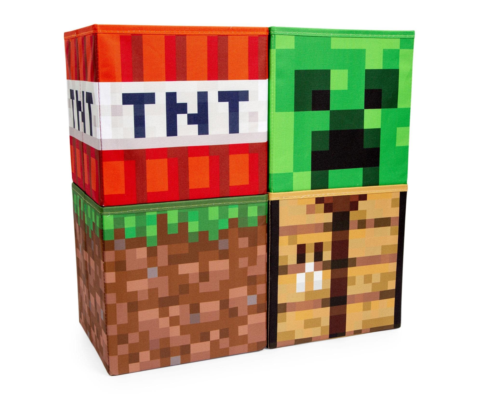 Buy Minecraft 10-Inch Storage Bin Set | Includes Creeper, TNT, Grass ...