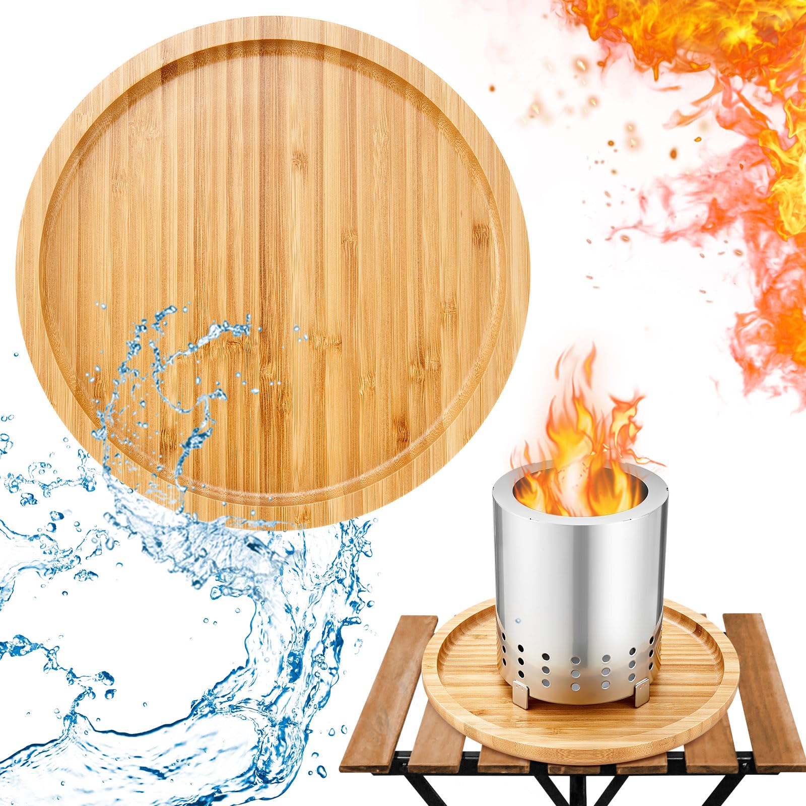 Amazon.com: Colingmill Tabletop Fire Pit Mat for XL Stove Bamboo Heat ...