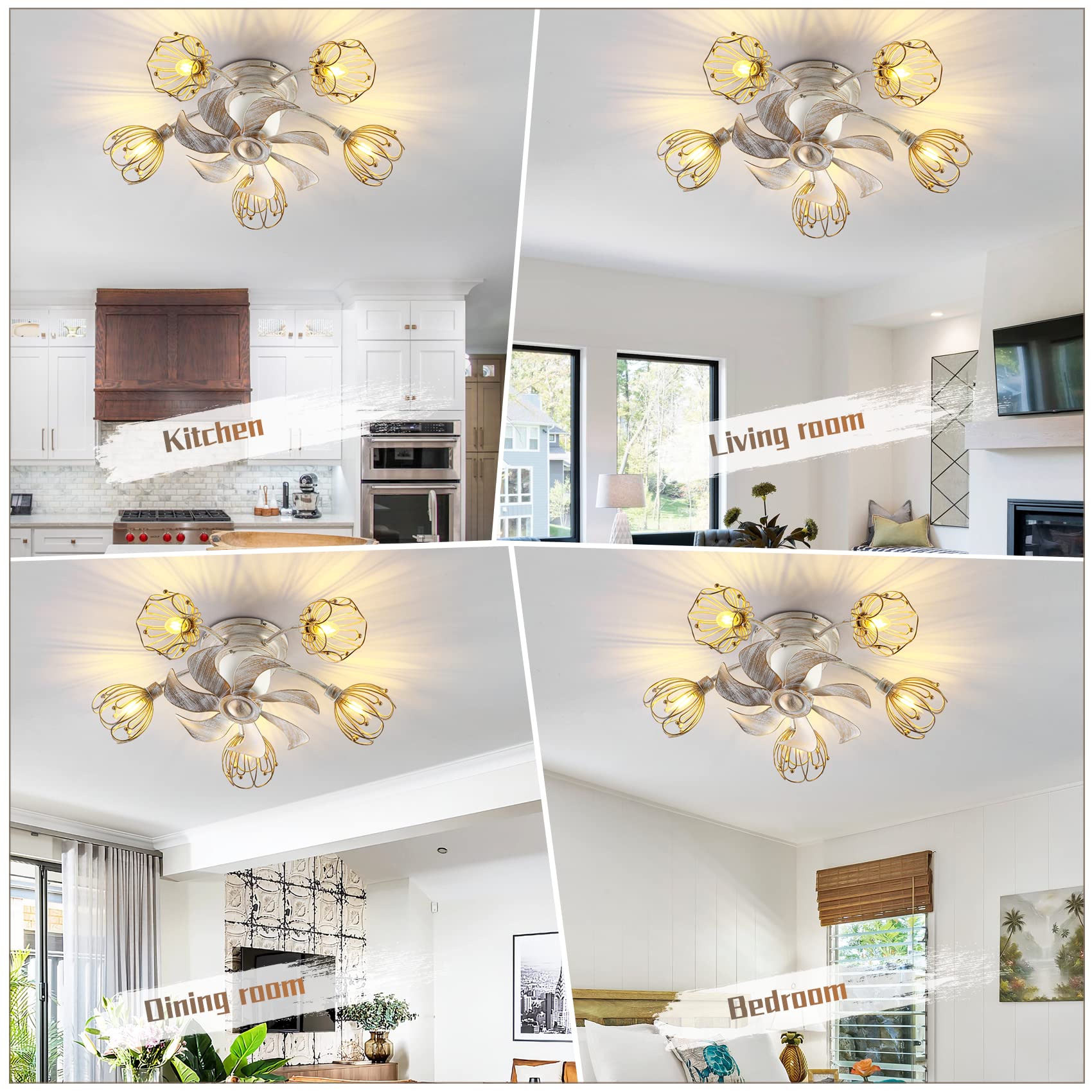 COCOSTAR Chandelier Ceiling Fans with lights, Fandelier Ceiling Fan ...
