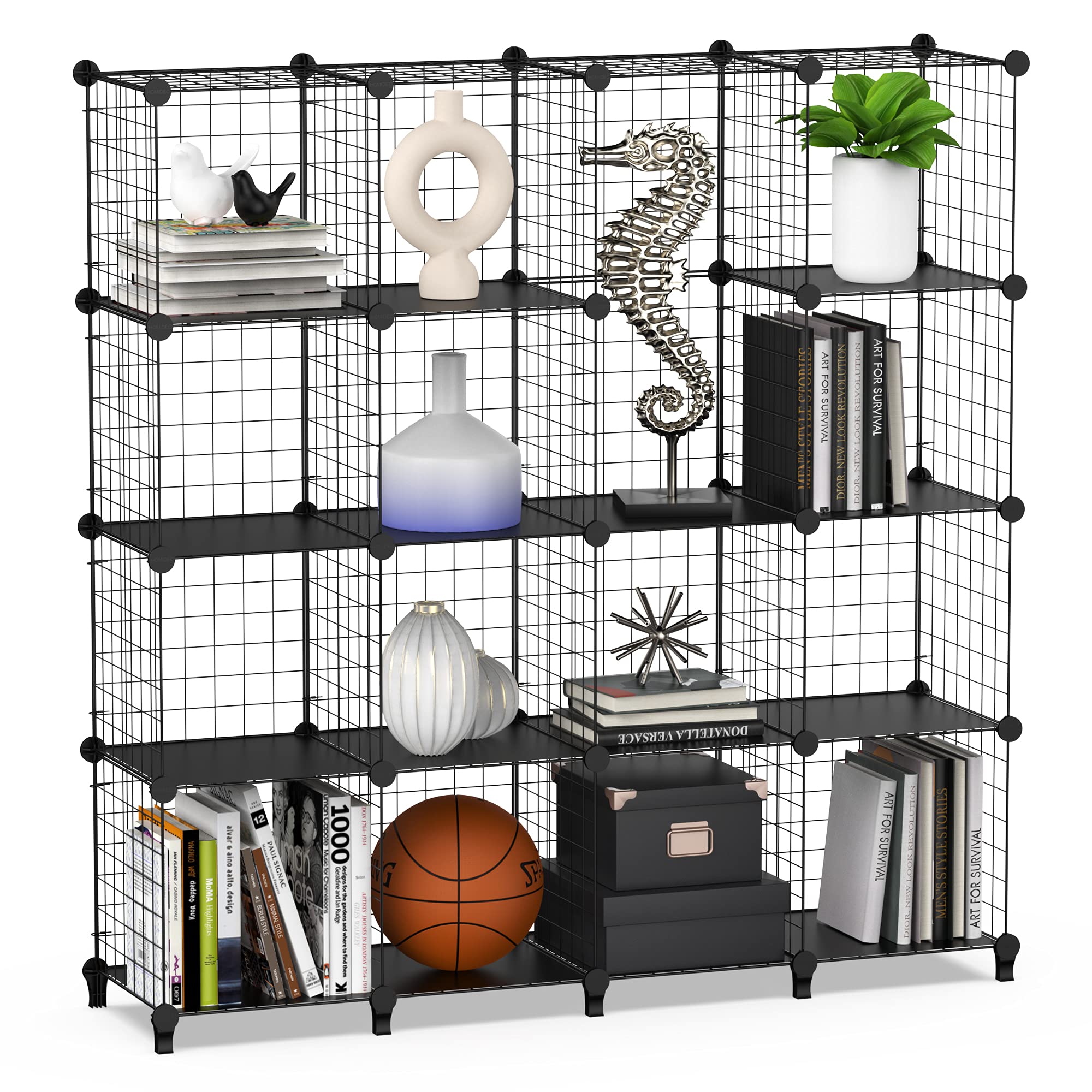 HOMIDEC 16 Cube Wire Storage Shelves, Multifunctional DIY Wire Fence ...