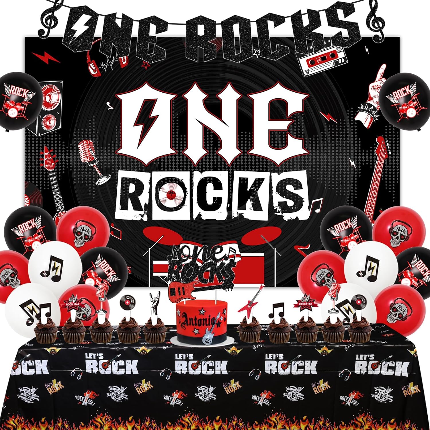 Amazon.com: One Rocks 1st Birthday Decorations for 1 Year Old Boy Girl ...