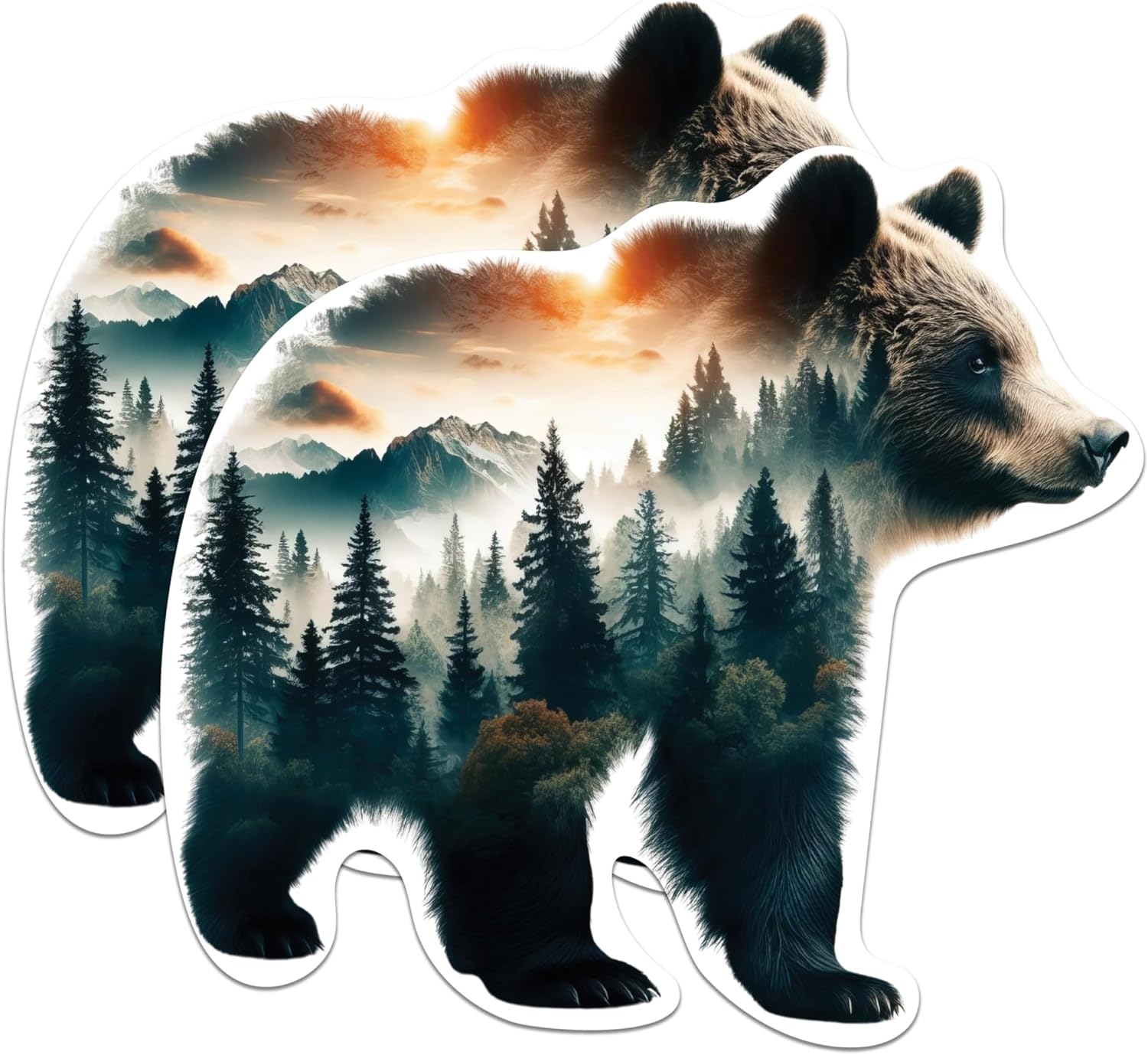 Amazon.com: (2 Packs) Bear with Wilderness Forest Magnets - Cool Nature ...