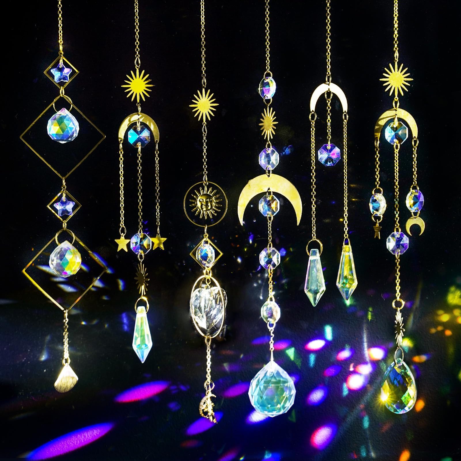 Amazon.com: 6pcs Crystal Suncatcher, Sun Catcher Hanging for Windows ...