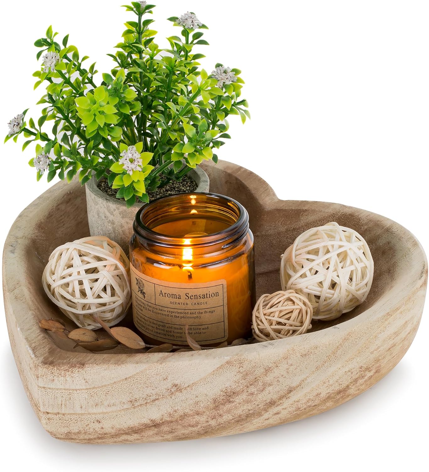 Amazon.com: Hanobe Decorative Dough Wood Bowl: Small Heart Shaped Bowls ...