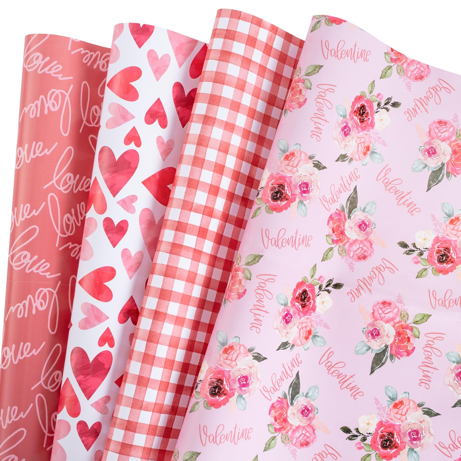 Snapklik.com : RUSPEPA Wrapping Paper Sheet - Red And Pink Heart And ...