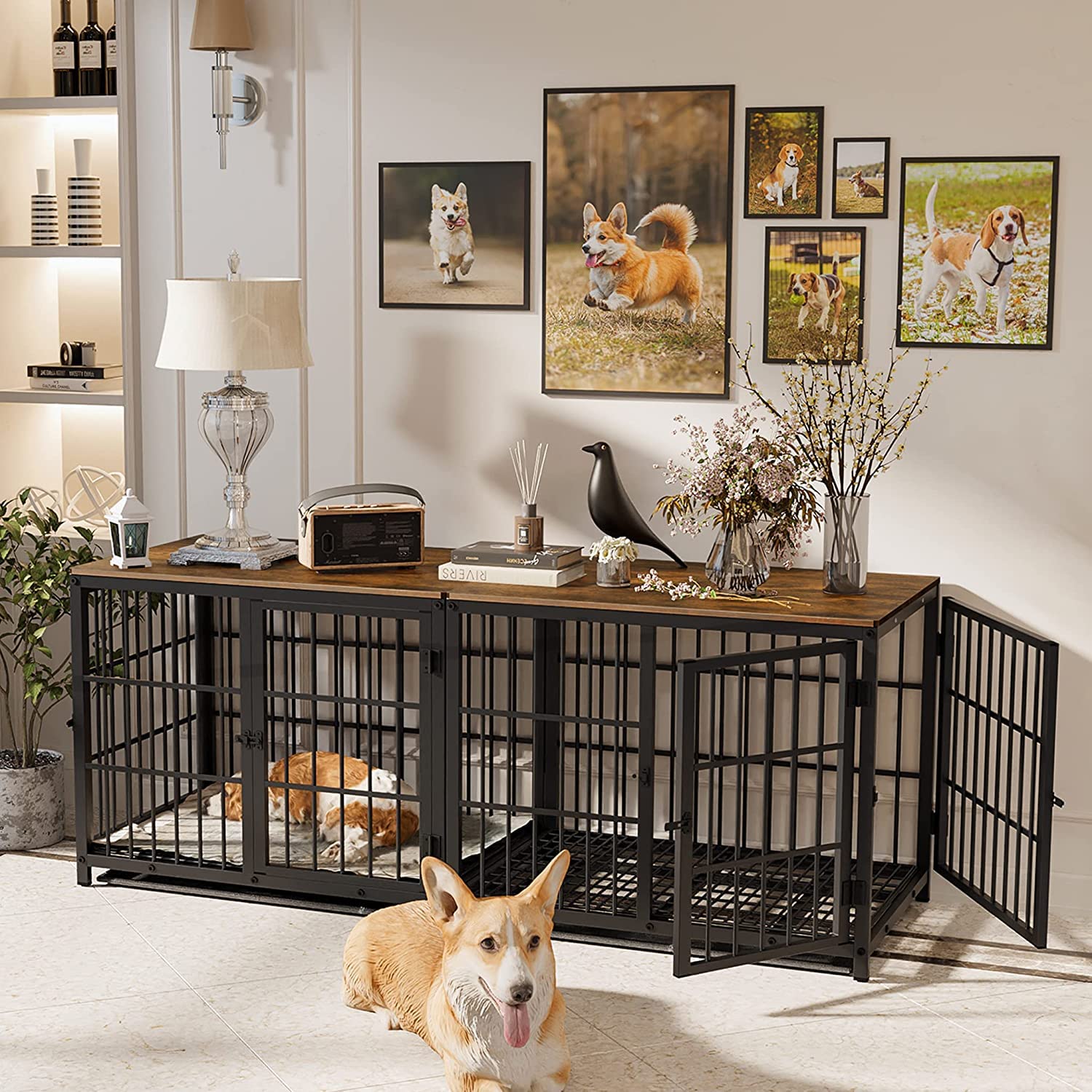 Heavy Duty Dog Crate Furniture: 72Inch Chew Resistant TV Stand Style ...