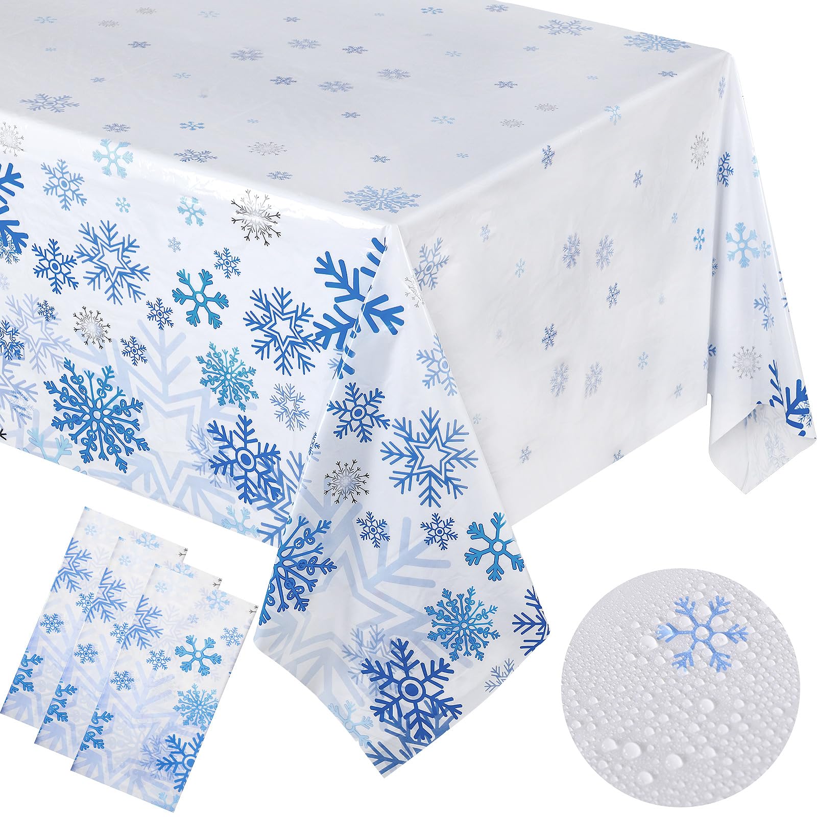 Amazon.com: Oudain 3 Pcs Christmas Winter Snowflake Tablecloth Blue ...