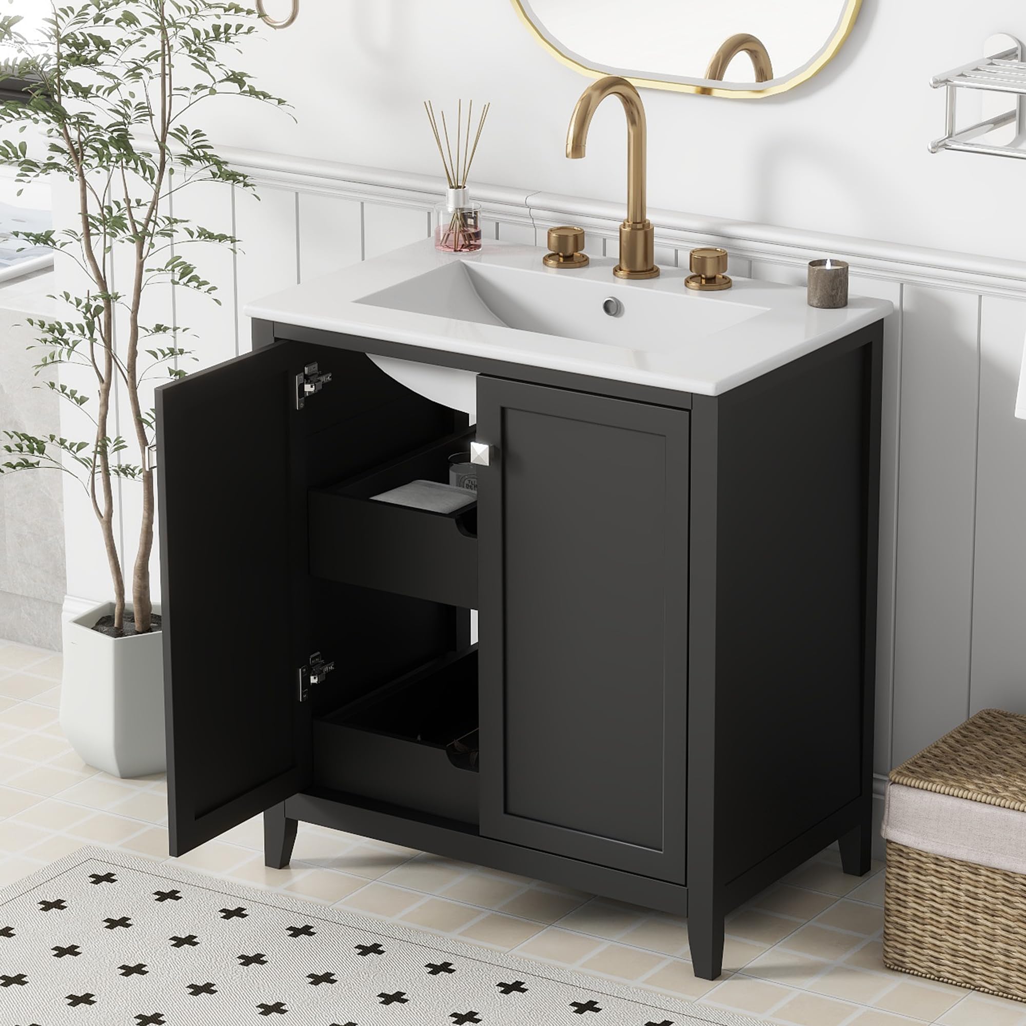 Amazon.com: Merax 30" Bathroom Vanity with Sink,Wood Bathroom Sink ...
