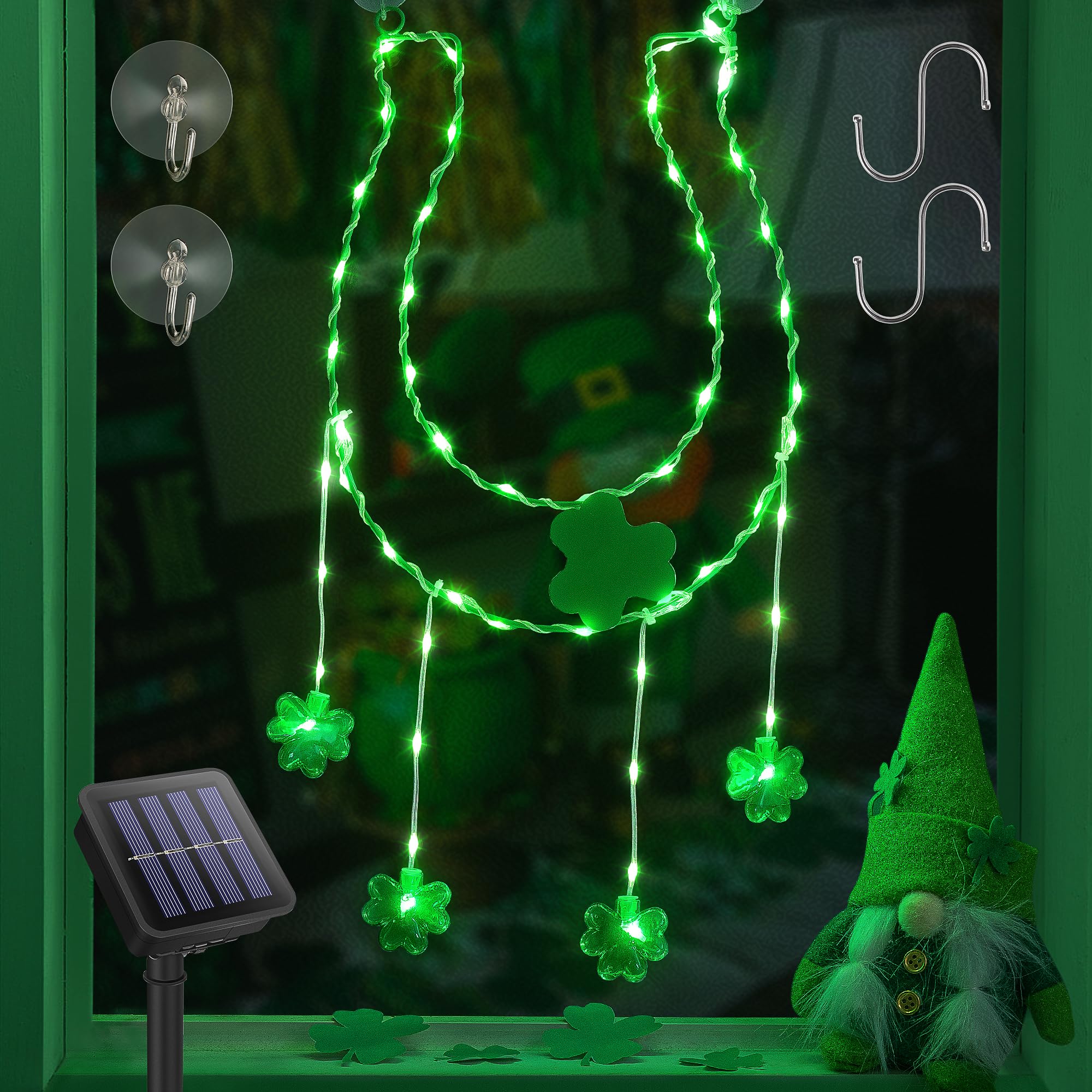 BEEWIN St Patricks Day Solar Lights Outdoor,12in 59 LED Lighted ...