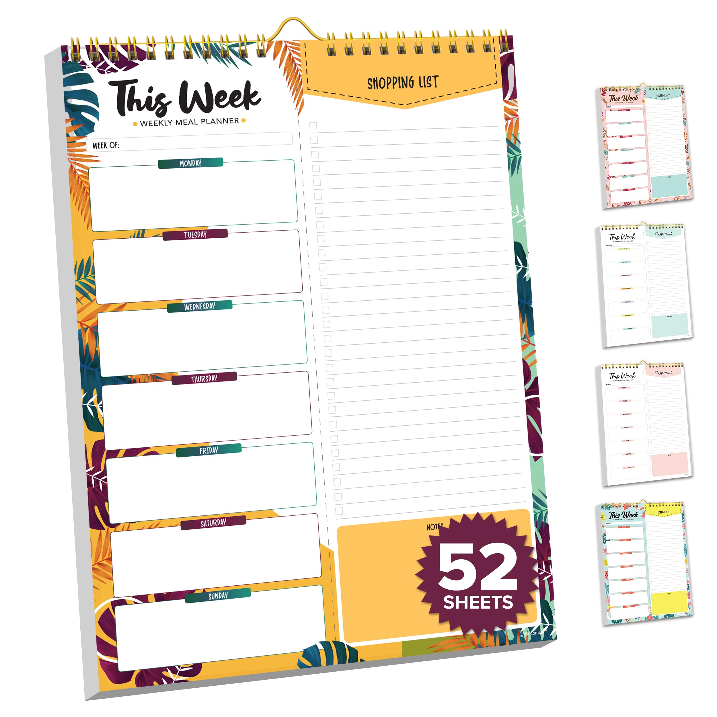 Amazon.com : Decorably Meal Planner Pad with Shopping List Minimalist ...