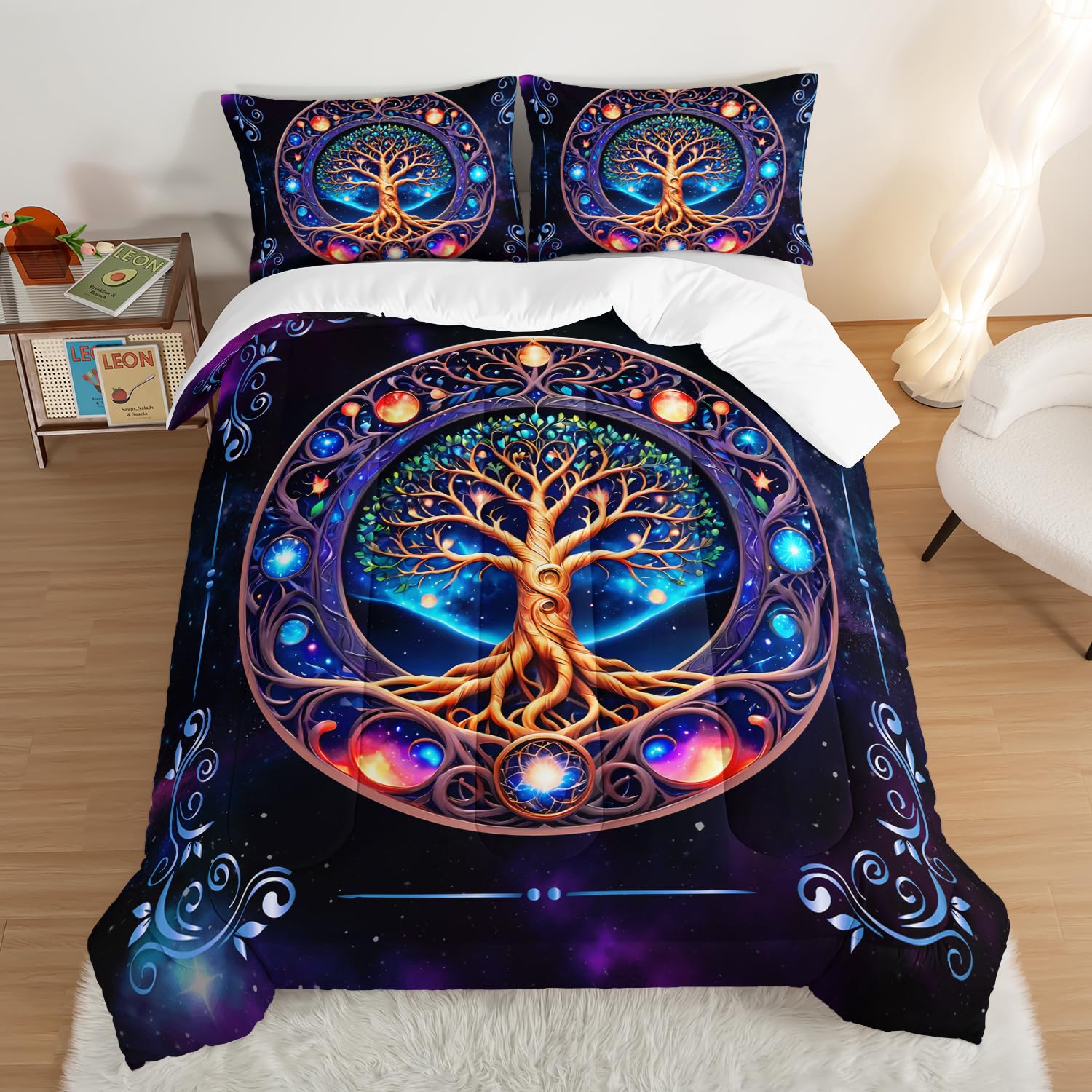 Amazon.com: UEVBF Tree of Life Bedding Twin Comforter Set,Mystic Planet ...