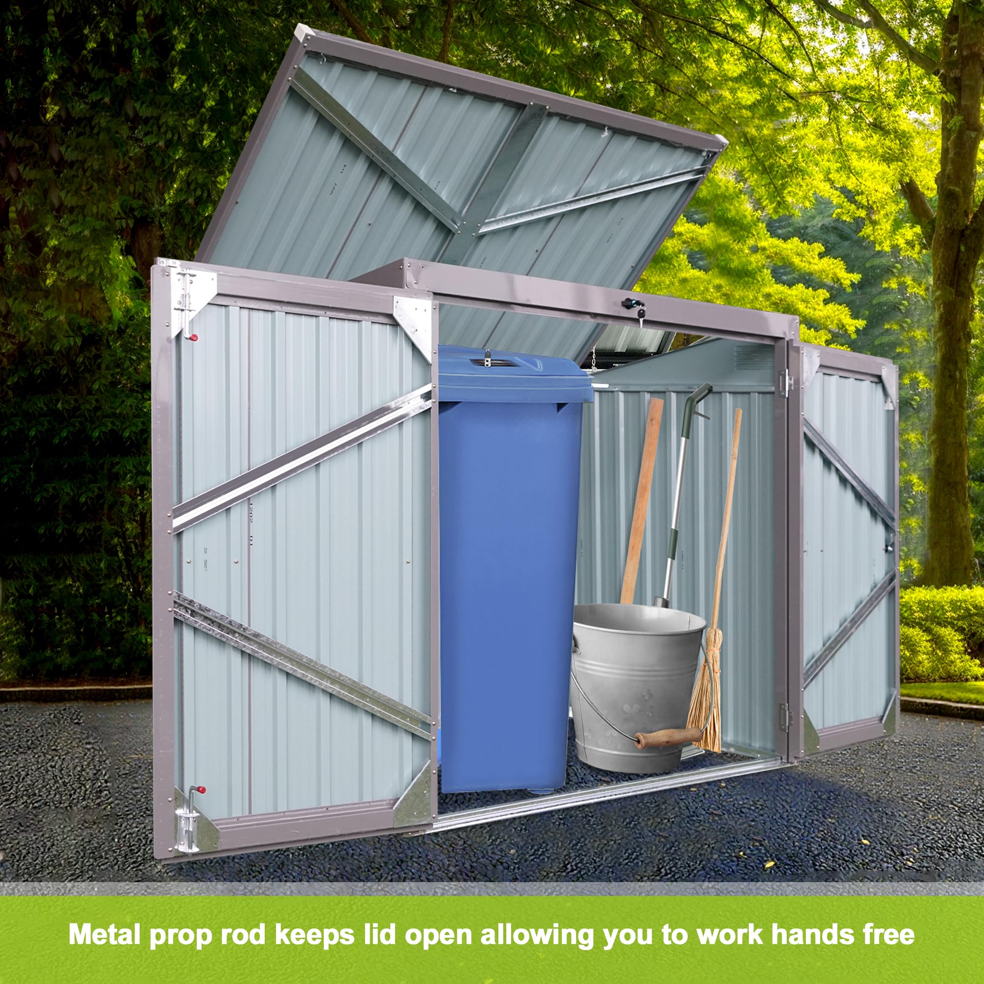 Snapklik.com : Metal Trash Can Storage Outdoor Bin Shed Hider Garbage ...