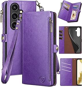 Amazon.com: XcaseBar Compatible with Samsung Galaxy S25 Wallet case with Zipper Credit Card ...