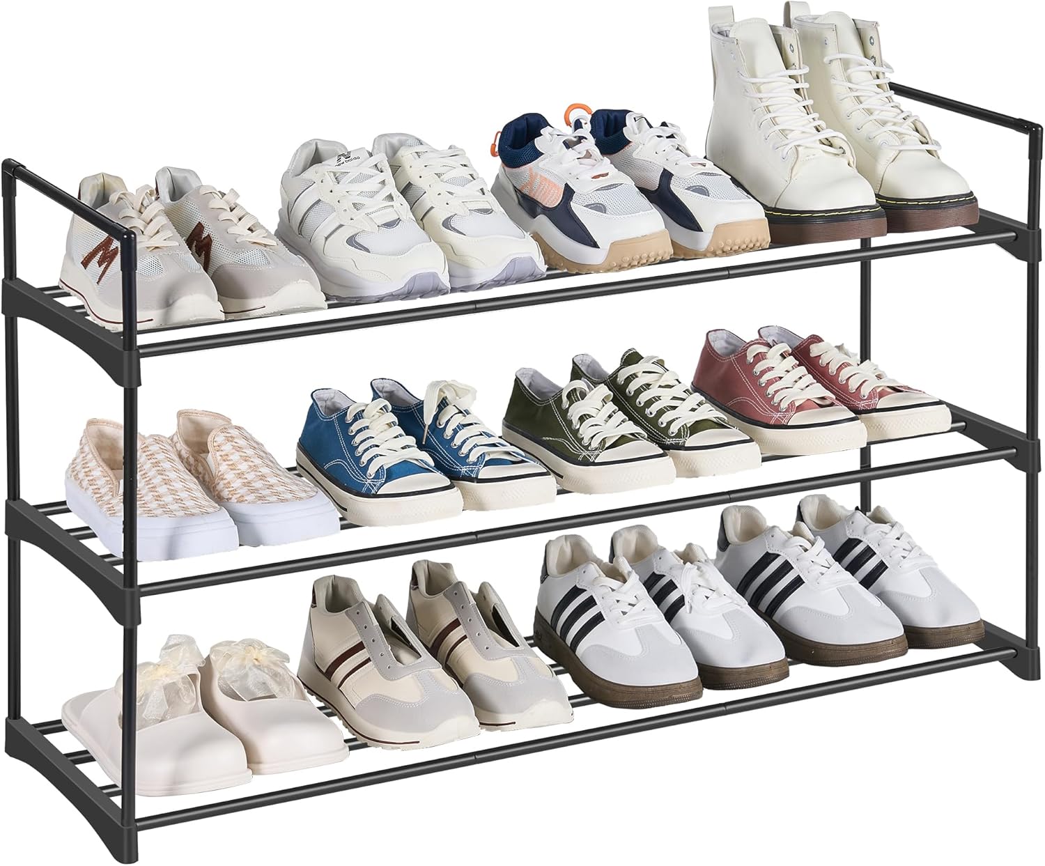 SANGMUCEN Shoe Rack, 3 Tier Shoe Organizer, Shoe Rack for Closet, Metal ...