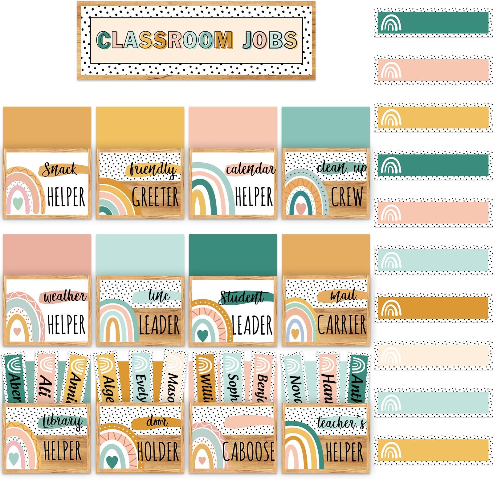 Amazon.com : JarThenaAMCS 73Pcs Modern Boho Class Jobs Bulletin Board ...