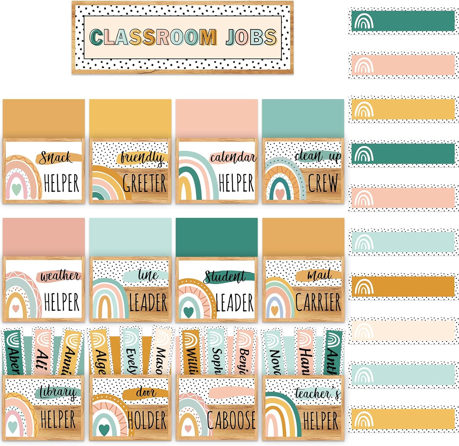 Amazon.com : JarThenaAMCS 73Pcs Modern Boho Class Jobs Bulletin Board ...