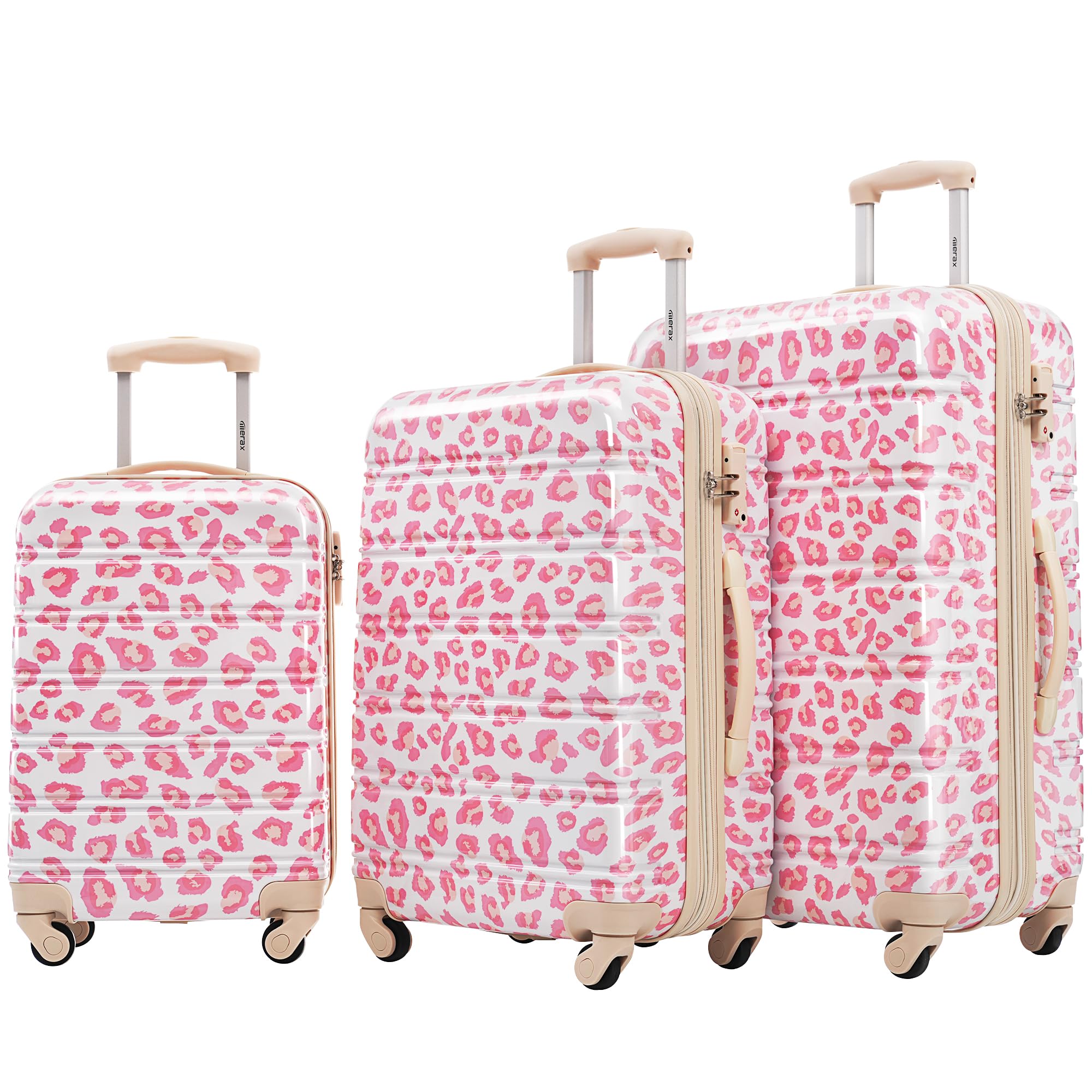 Amazon.com | Merax 3 Piece Luggage Sets, Hardside Expandable Luggages Spinner Leopard Suitcase ...