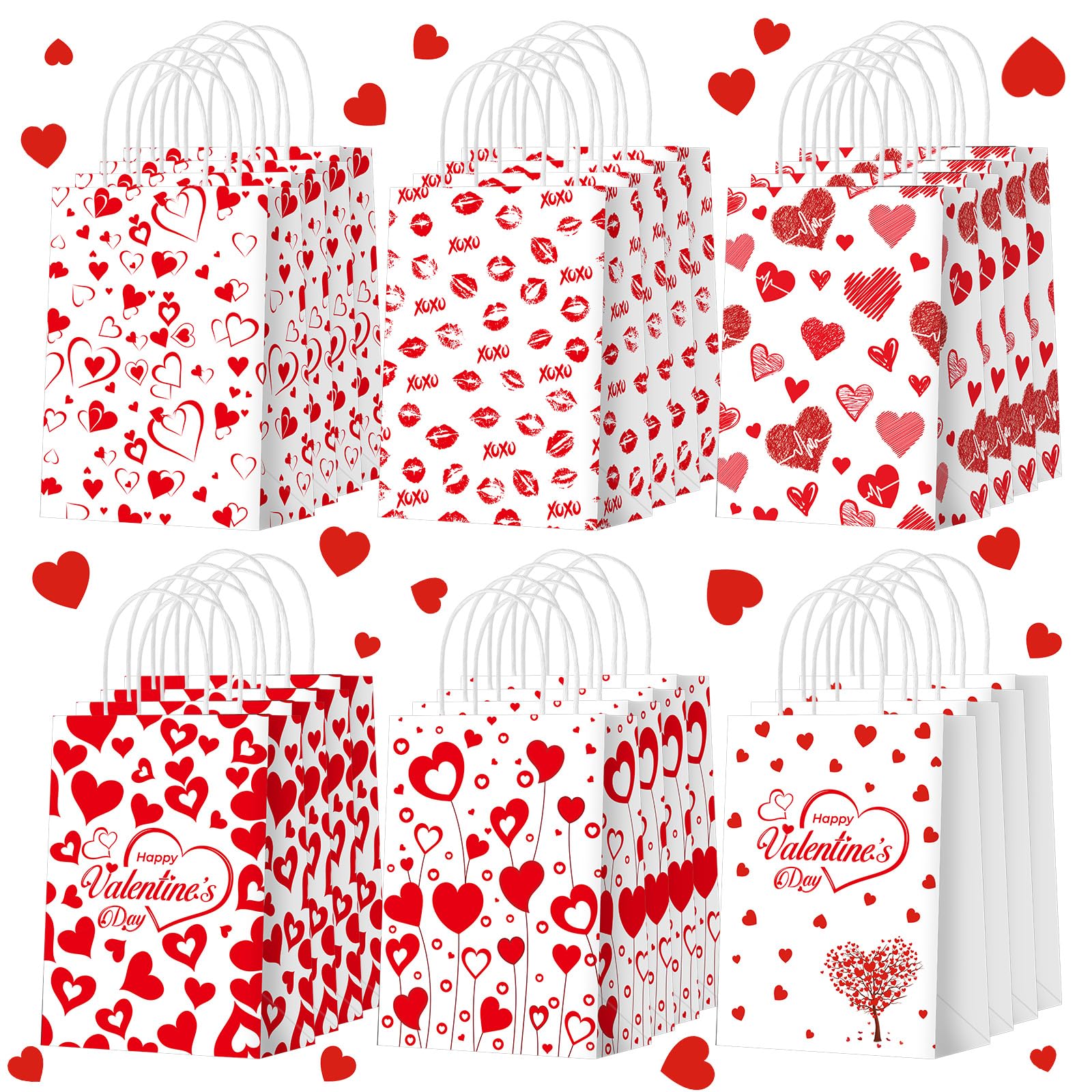 Amazon.com: Glenmal 24 Pieces Valentine's Day Paper Gift Bags with ...