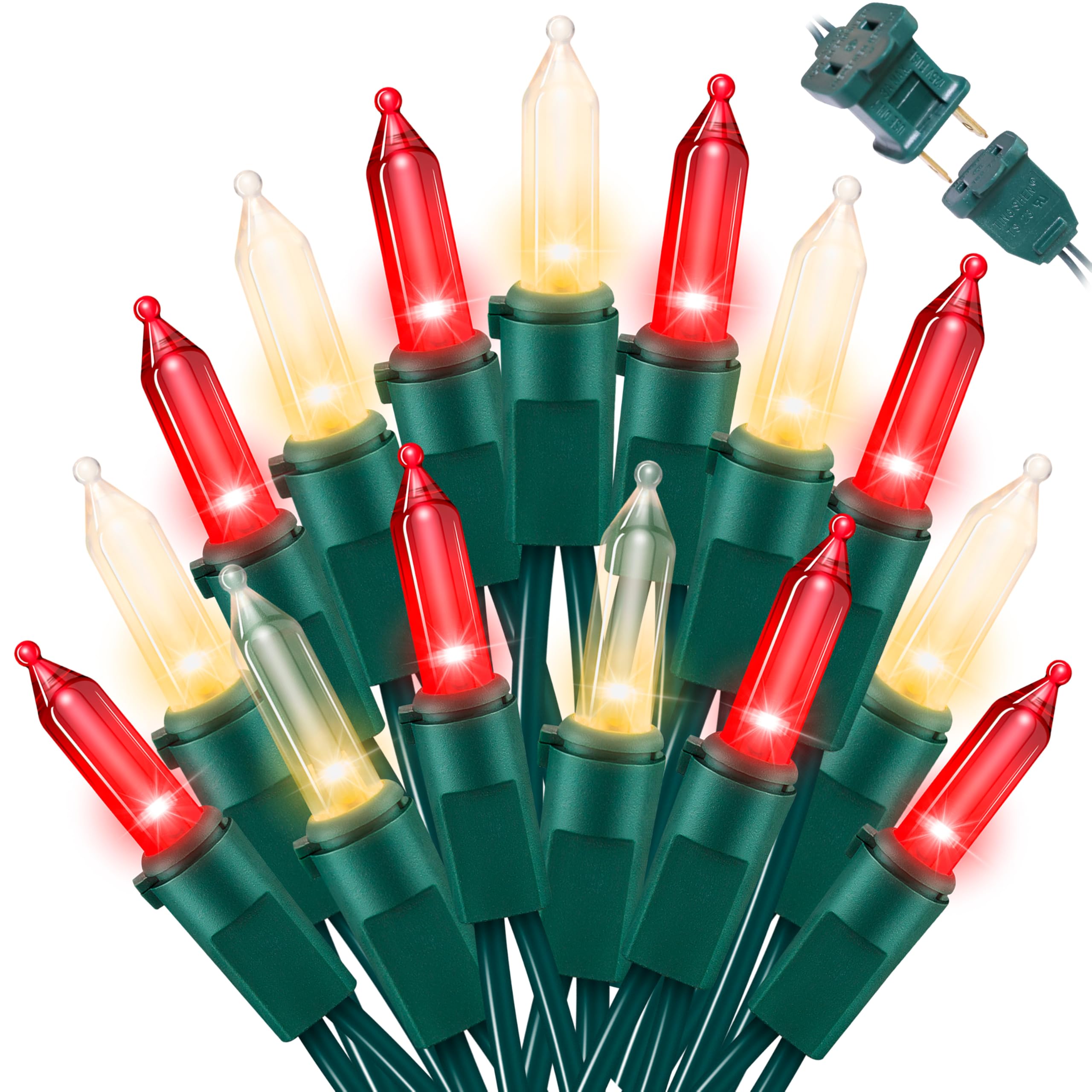 Amazon.com: LAMPHOME 100 Mini LED Count Red and Warm White -String ...