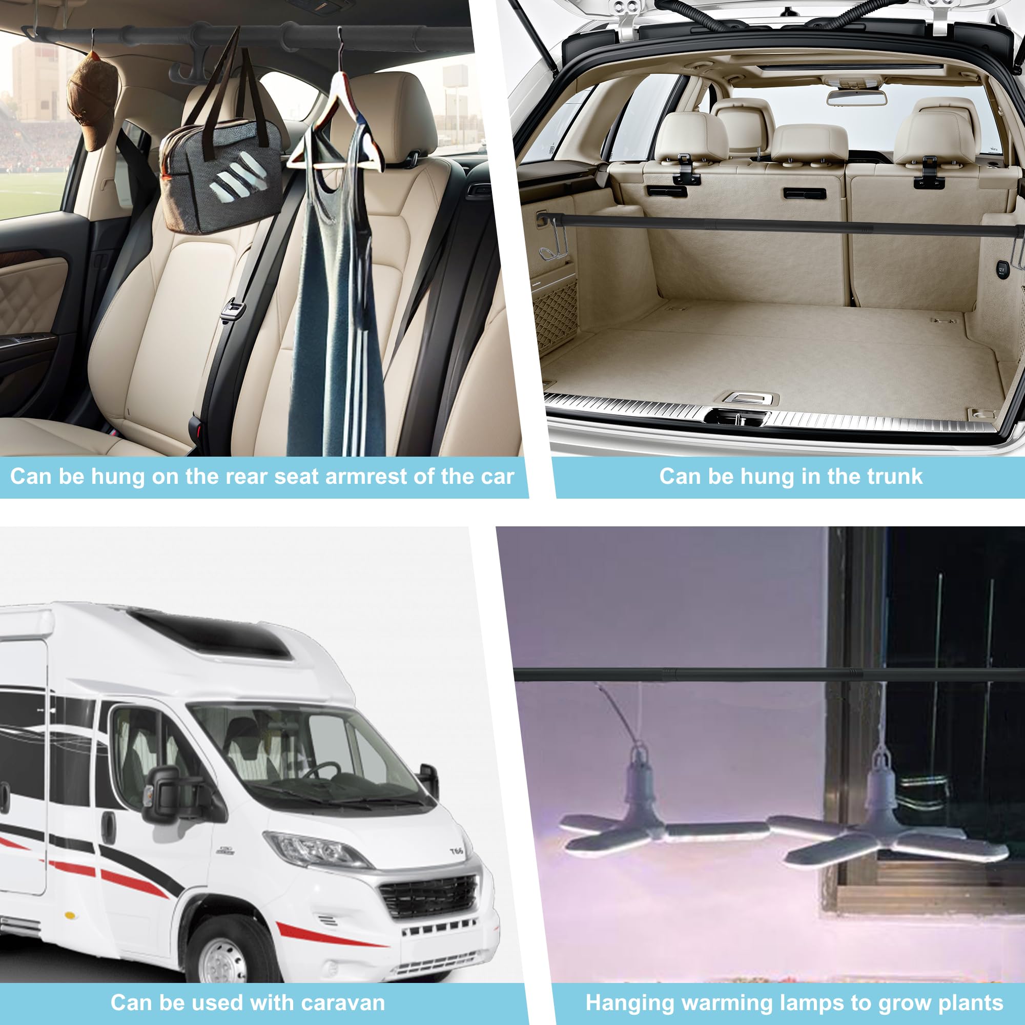 Snapklik.com : Adjustable Car Clothes Hanger Bar, 34-70 Inch Heavy-Duty ...