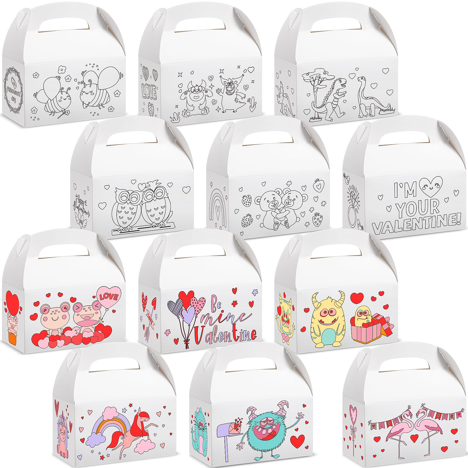 Geyoga 120 Pack Valentine's Day Treat Boxes DIY Color Your Own ...