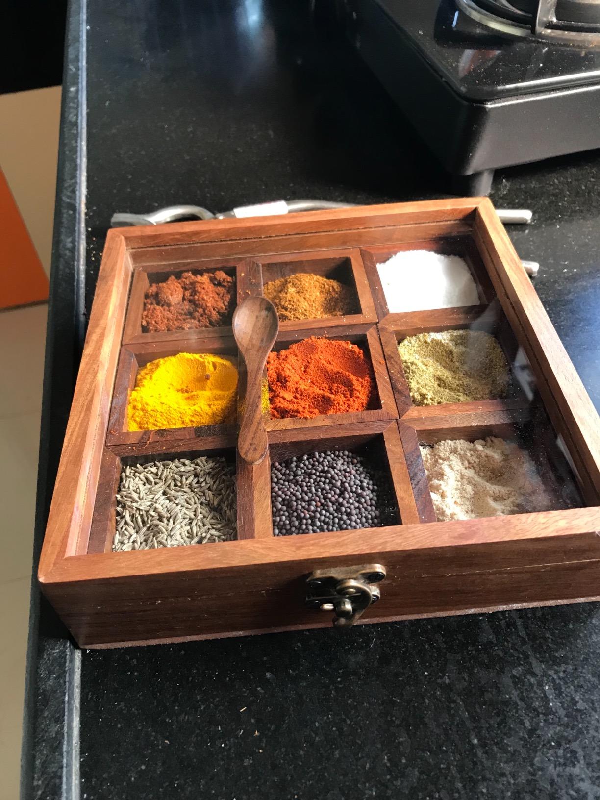 Buy Handicrafts House Wooden Decorative Spice Box Set, Wood Spices Rack ...