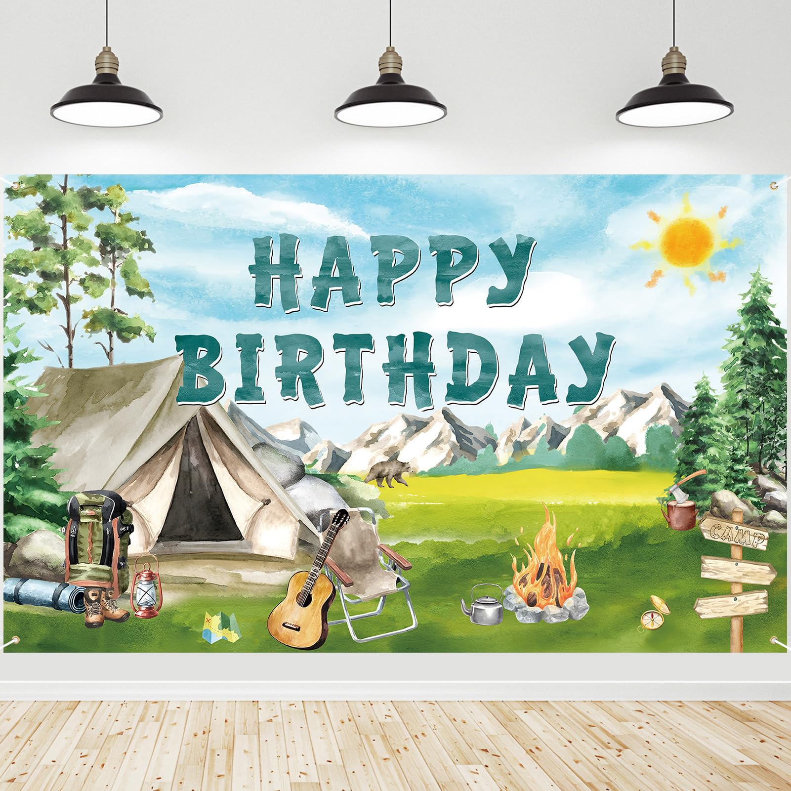 Amazon.com: Roetyce Camping Birthday Party Decorations, Camping Themed ...