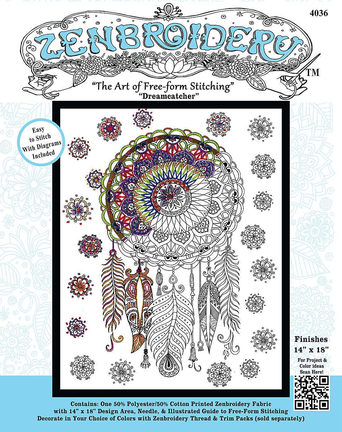 Freeform Kit Design Works™ Dream Catcher Zenbroidery Stamped Embroidery ...
