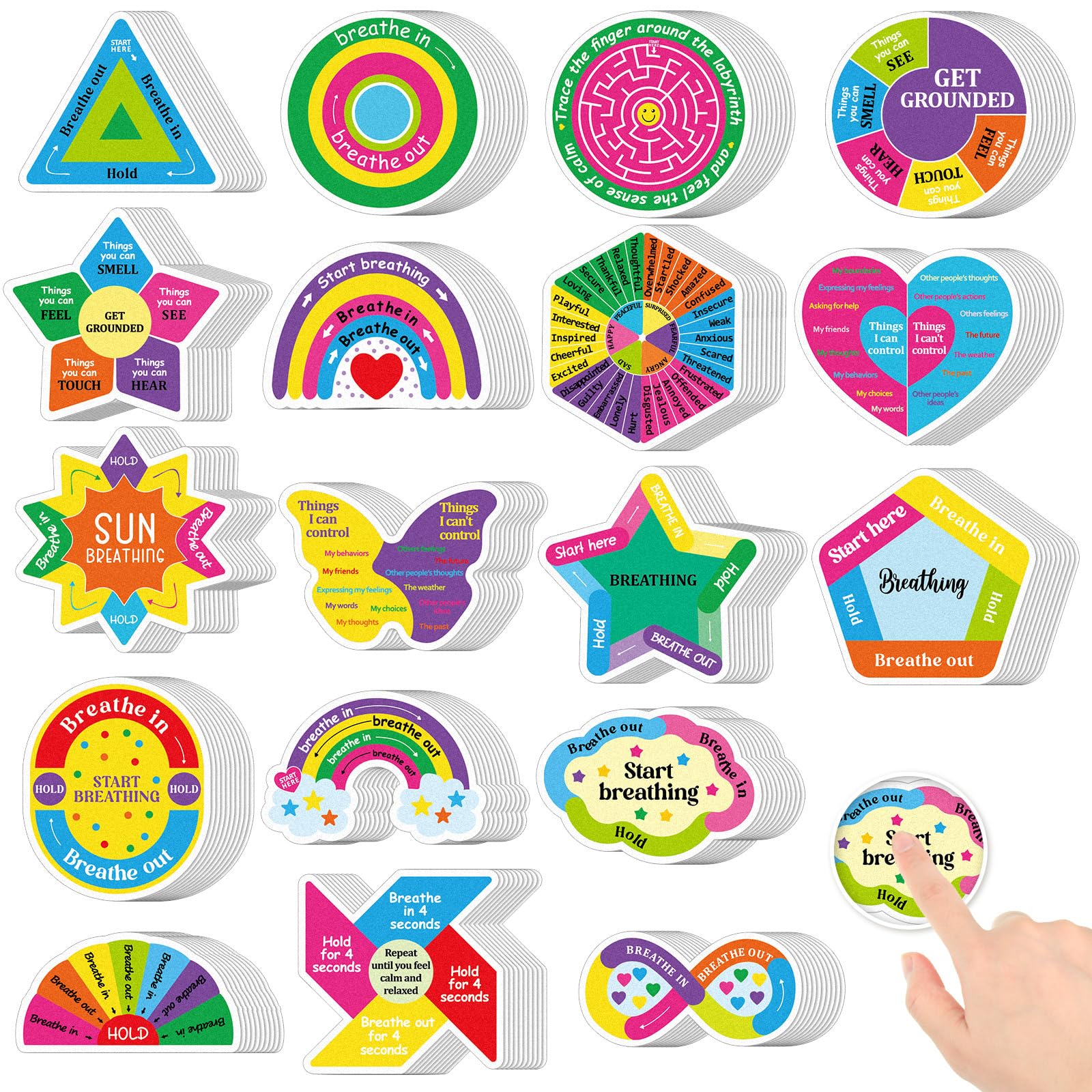 Amazon.com: Engrowtic 180 Pcs Anxiety Sensory Stickers Sensory Strips ...