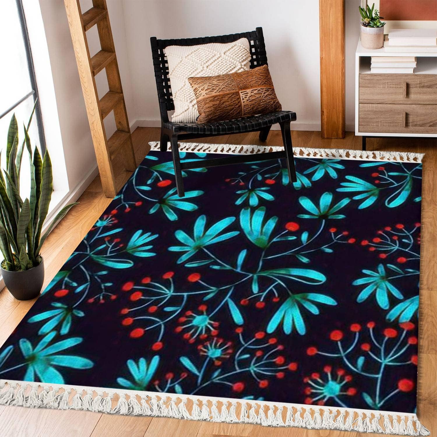 Amazon.com: FUIENCFKE Boho Rug repeatable Floral Berries Winter Mystic ...