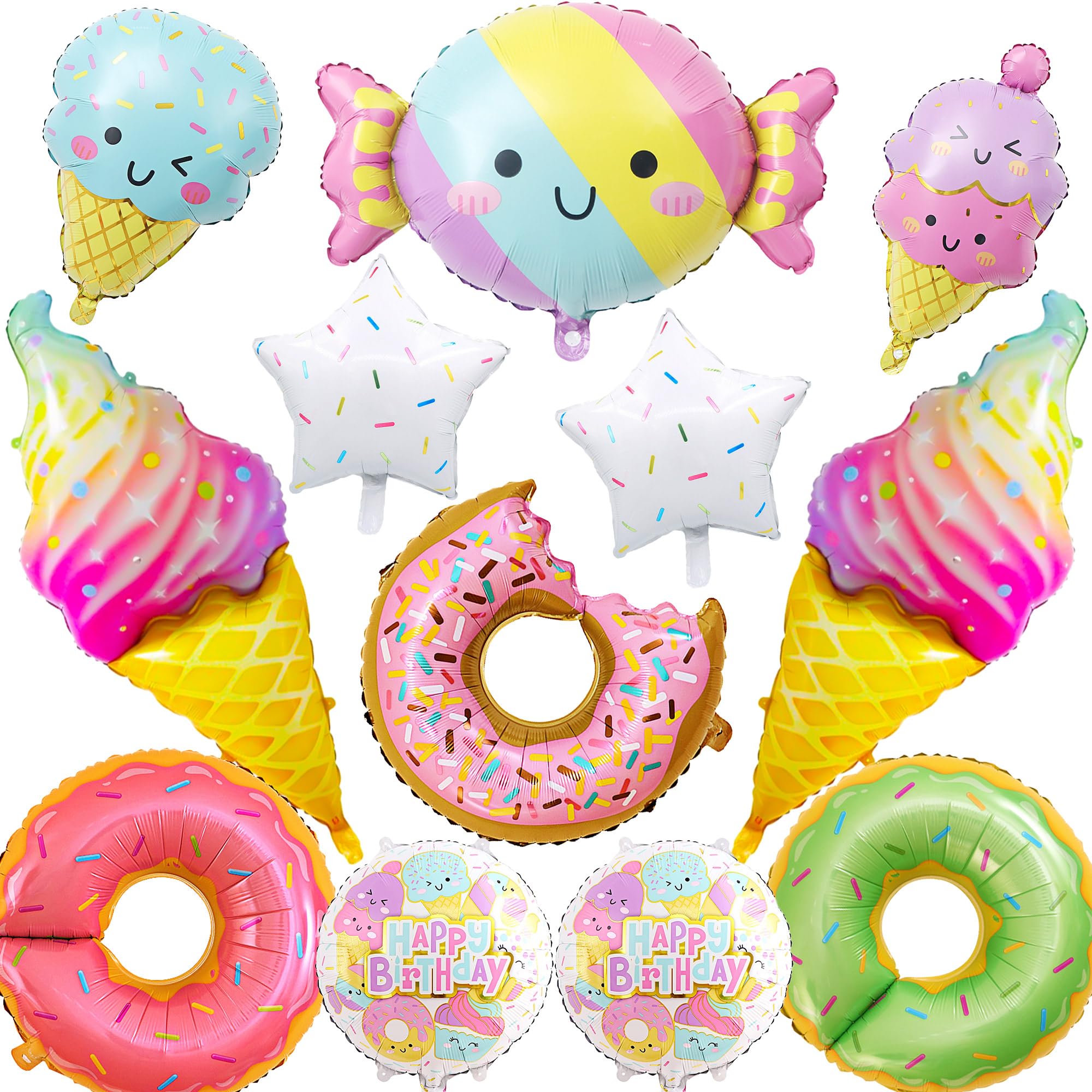 Amazon.com: Ice Cream Balloons,12 PCS Large donut Candy Ice Cream Theme ...