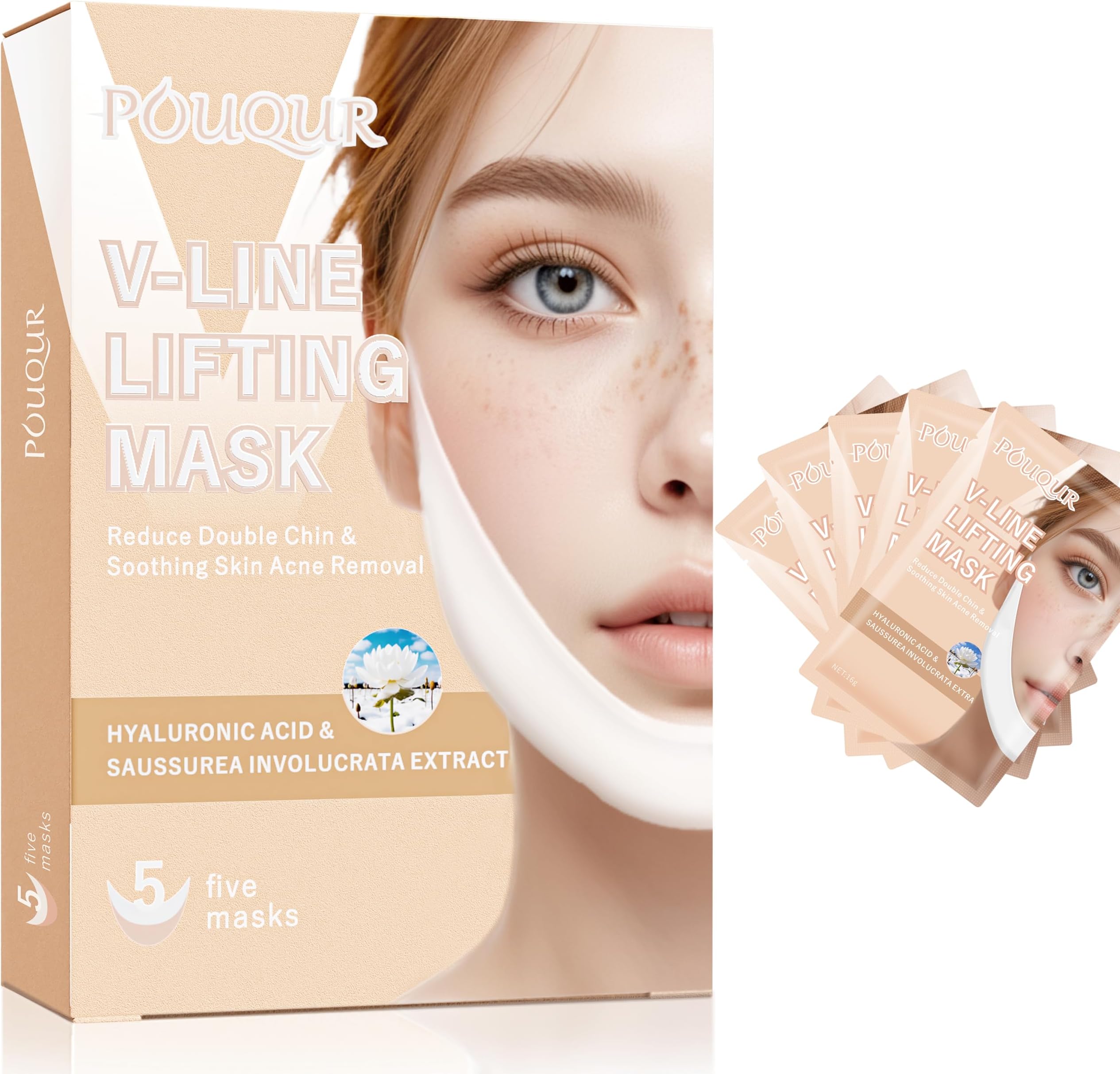 Amazon.com : POUQUR 5PCS V Line Lifting Mask, Double Chin Reducer, Chin ...