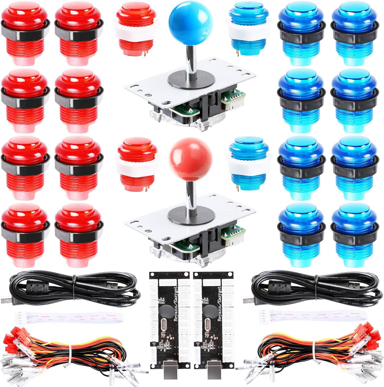 Amazon.com: SJ@JX 2 Player Arcade Game Stick DIY Kit Buttons with Logo ...