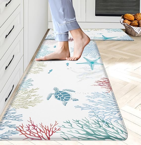 Amazon.com: chiinvent Coastal Beach Kitchen Rugs Set of 2 Anti Fatigue ...