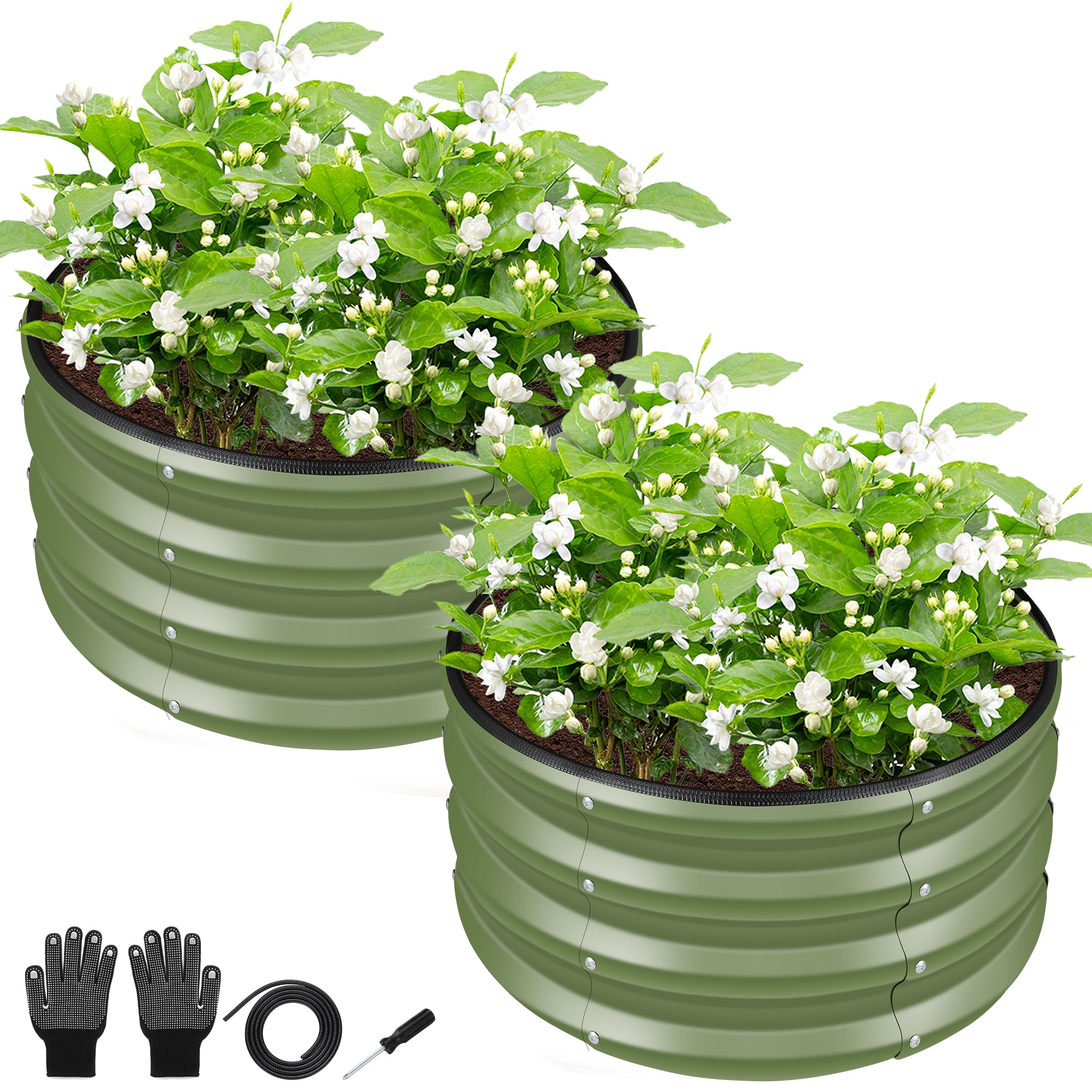 Snapklik.com : XZYHFTY Round Large Metal Raised Garden Beds