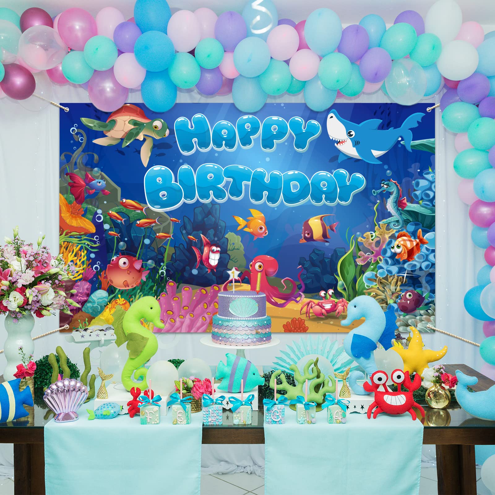 Buy Ocean Theme Birthday Party Decorations Ocean Animals Backdrop ...