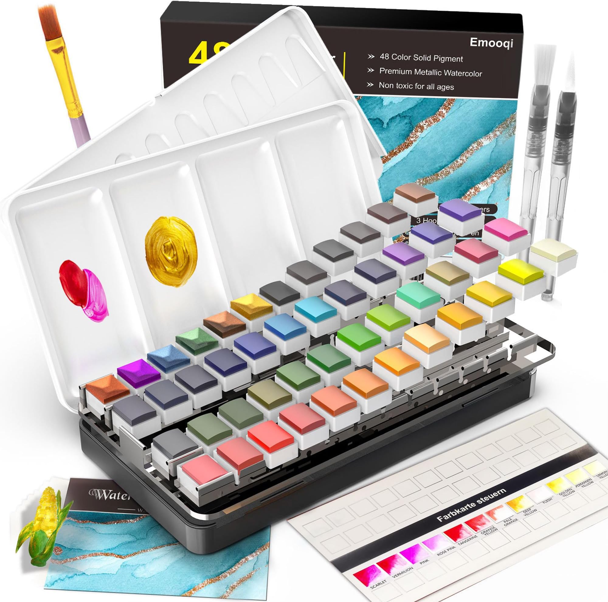 Amazon.com: Watercolour Paint Set ,24 Vivid Colors in Portable Box and ...
