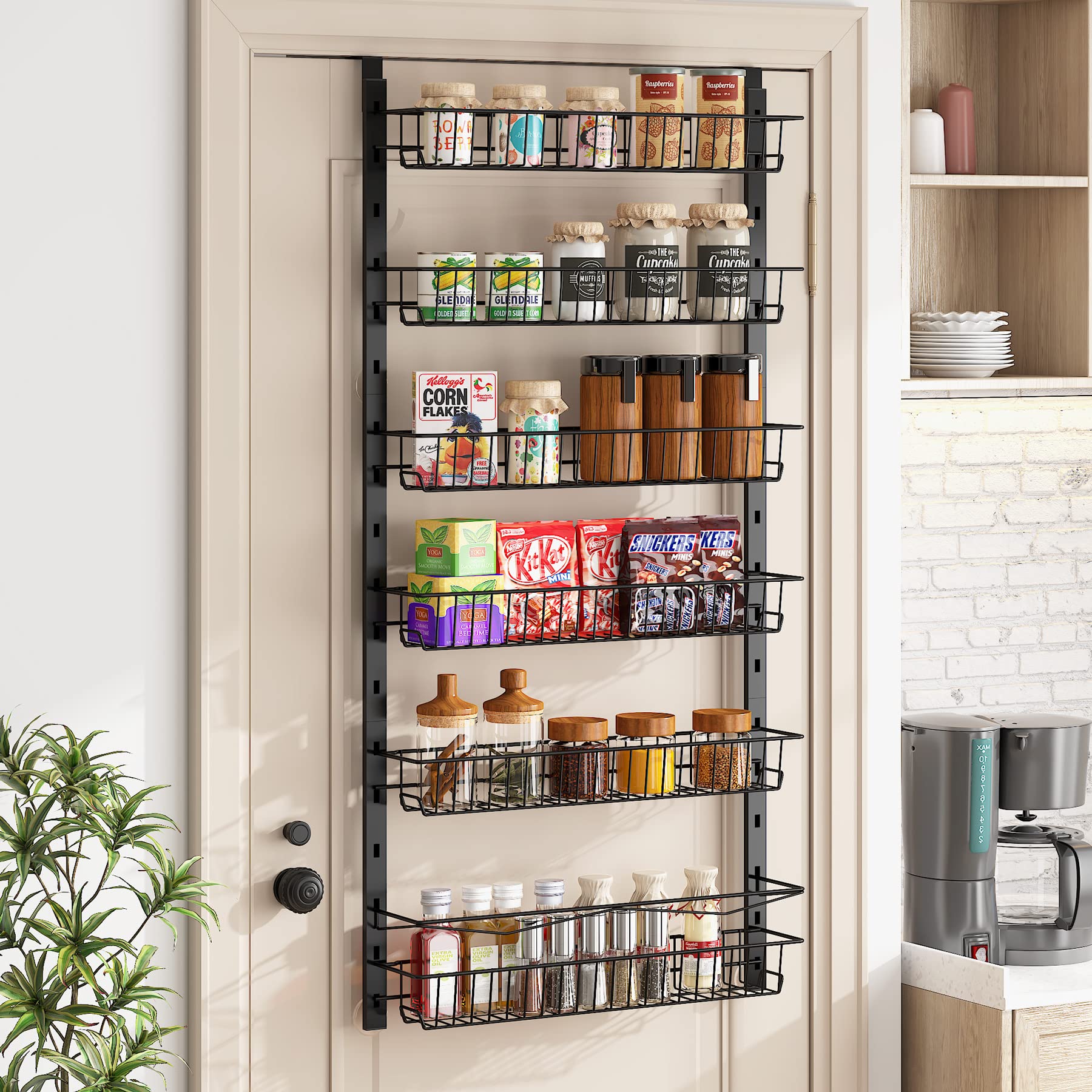1Easylife 6 Tiers Over the Door Pantry Organizer, Black Over Door ...