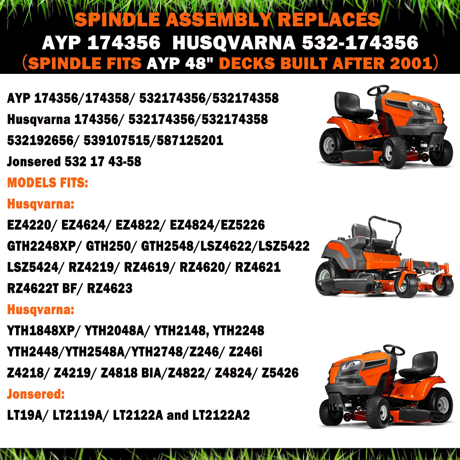 YiaChuii Deck Spindle Assembly for Husqvarna 587125201 532174356 ...