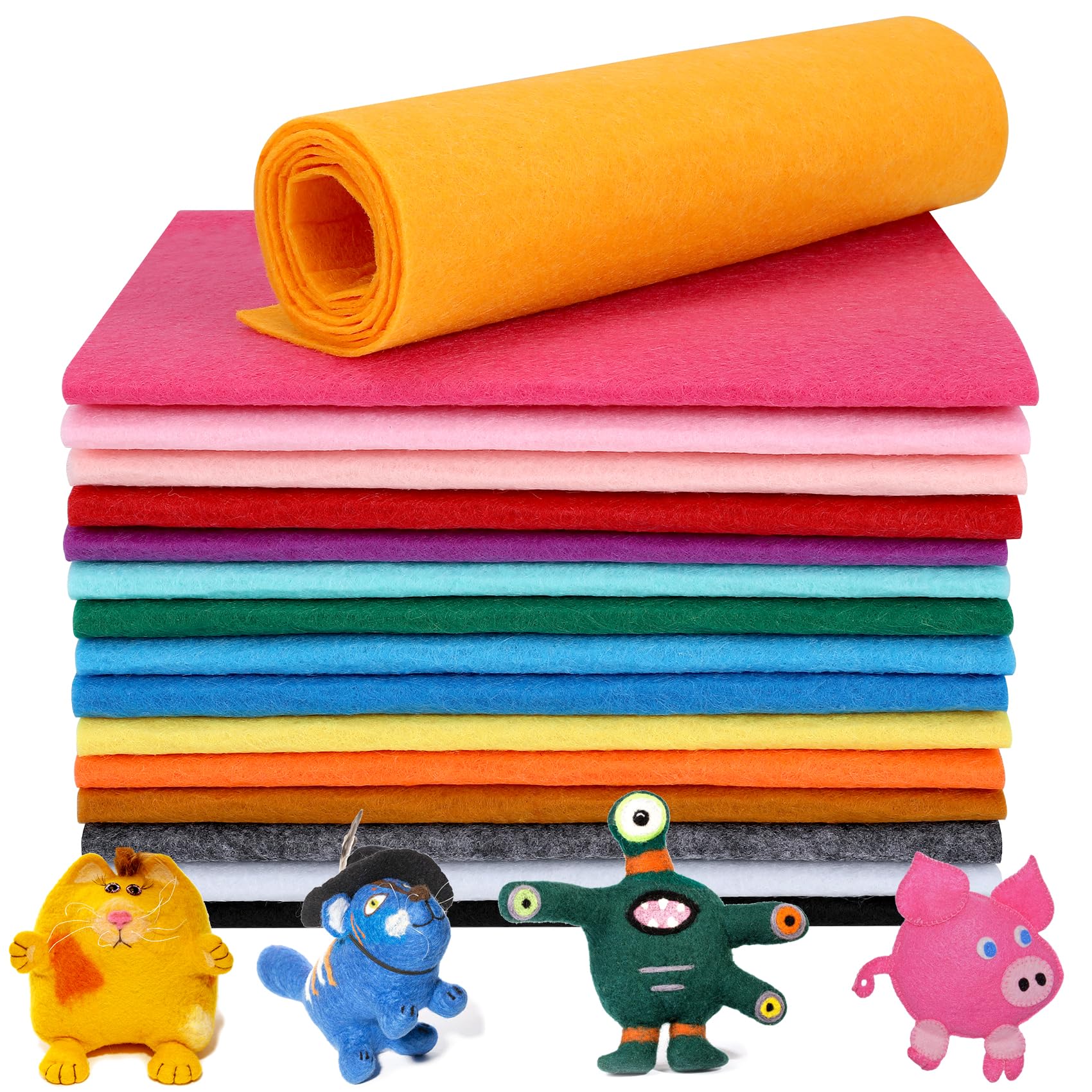 Amazon.com: KaKaPops Fabric Felt Sheets 16 Pack 8"x35", Assorted Colors ...