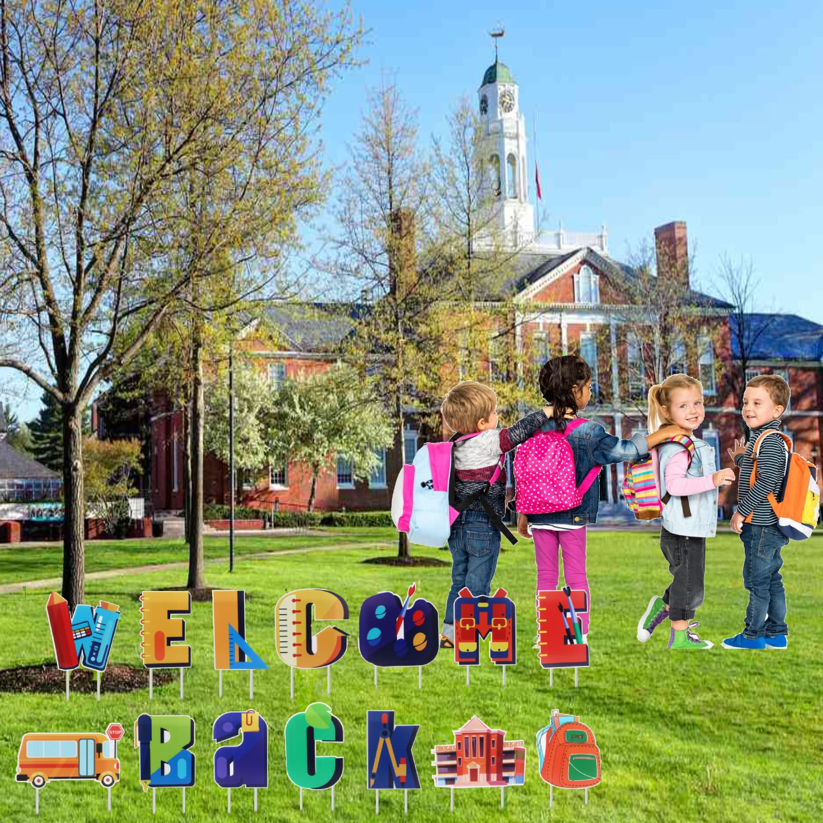 Amazon.com: Eyoloty Welcome Back to School Yard Sign,Welcome Back Yard ...