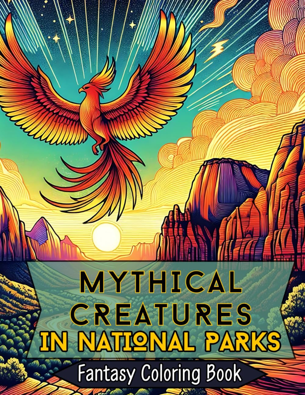 Amazon.com: Mythical Creatures in National Parks Fantasy Coloring Book ...