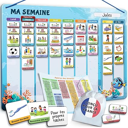 LIKARTO 2-en-1 Tableau Enfant - Semainier & Routine Enfant avec 194 ...