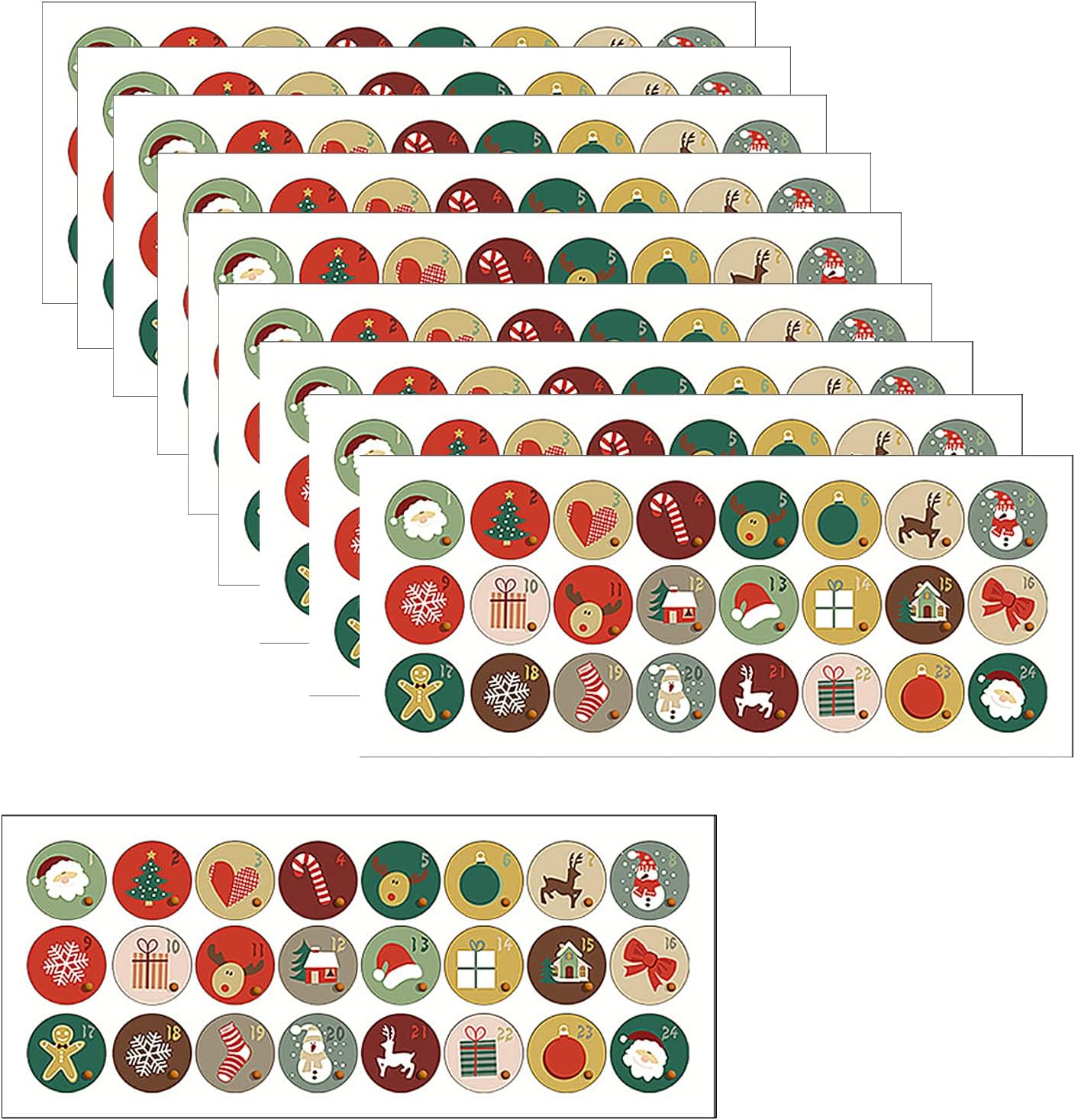 Amazon.com: 16 Sheets Christmas Advent Calendar Numbers Sticker, 24 ...