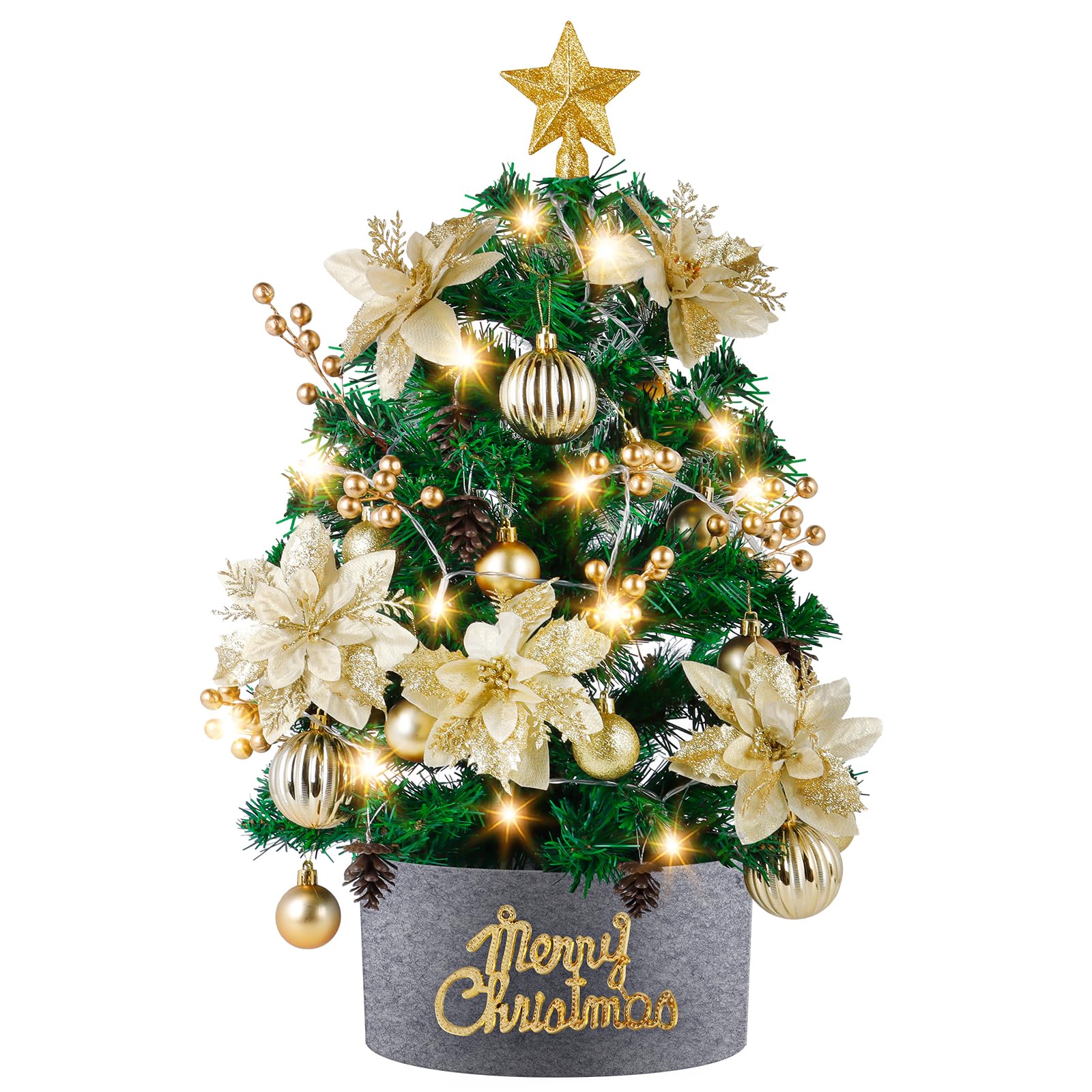 Amazon.com: Mini Christmas Tree with Lights: 2ft Tabletop Christmas ...
