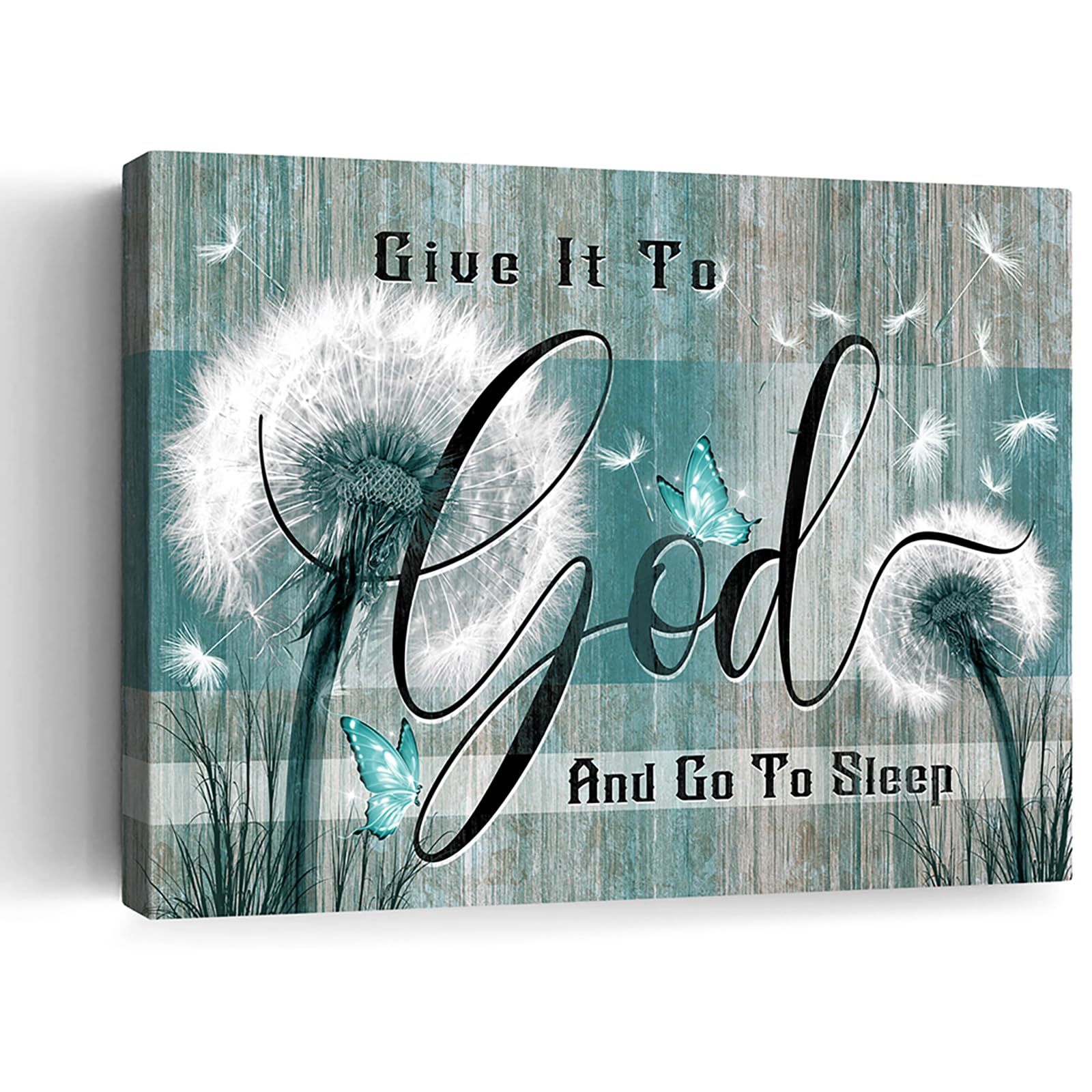 Amazon.com: Christian Bible Verses Wall Art Teal Give It To God And Go ...